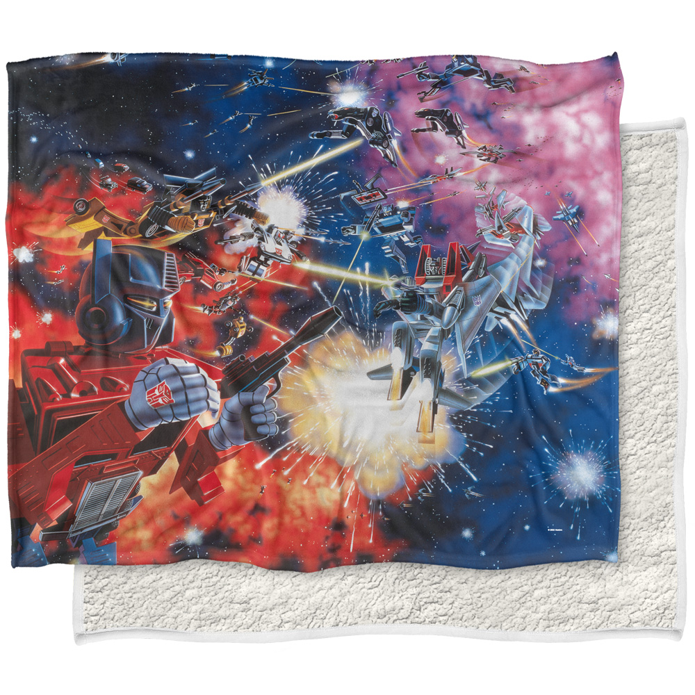 Transformers Blanket, 50'x60' Autobot Box Art Silky Touch Sherpa Back ...