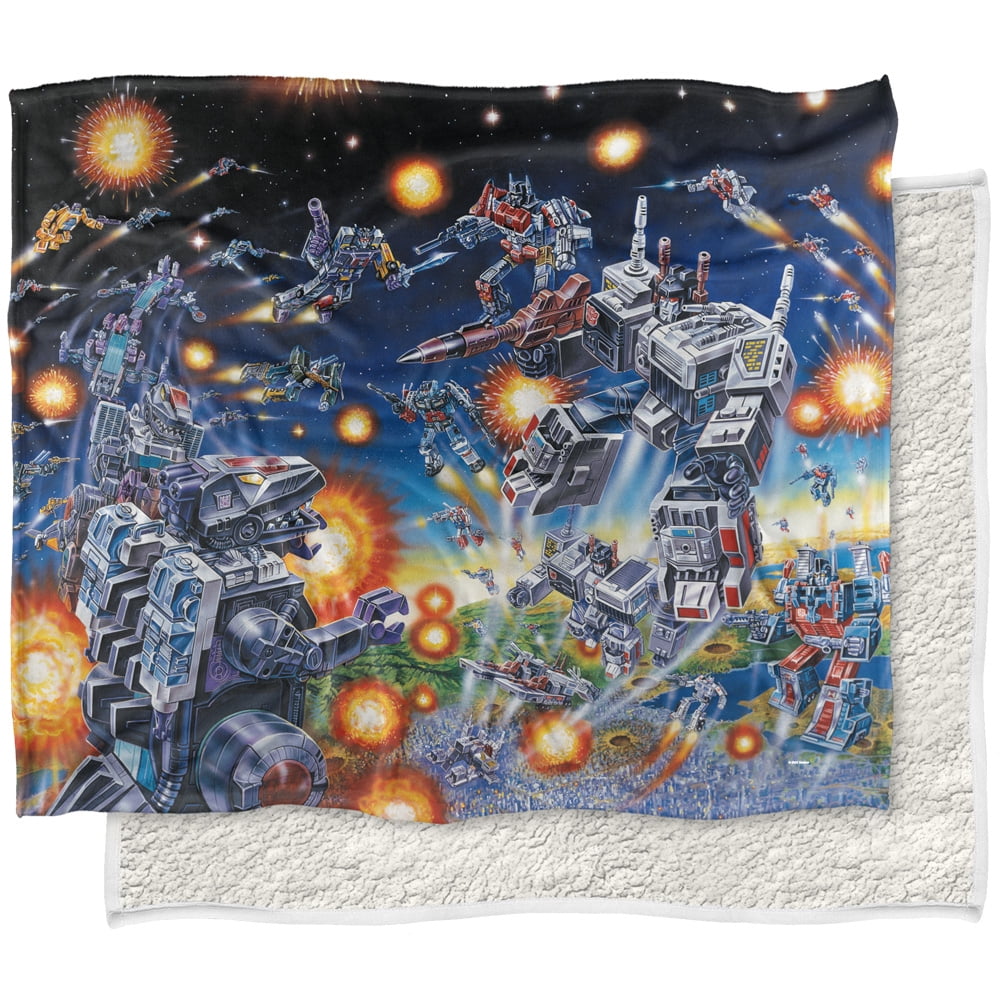 Transformers Blanket, 50'x60' Decepticon Box Art Silky Touch Sherpa ...
