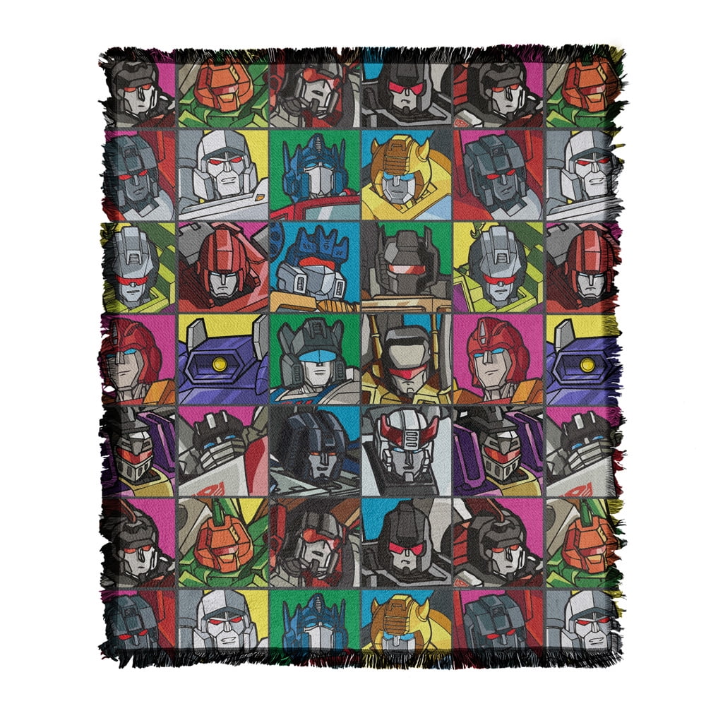 Transformers Blanket, 50'x60' Transformers Squares Woven Tapestry ...