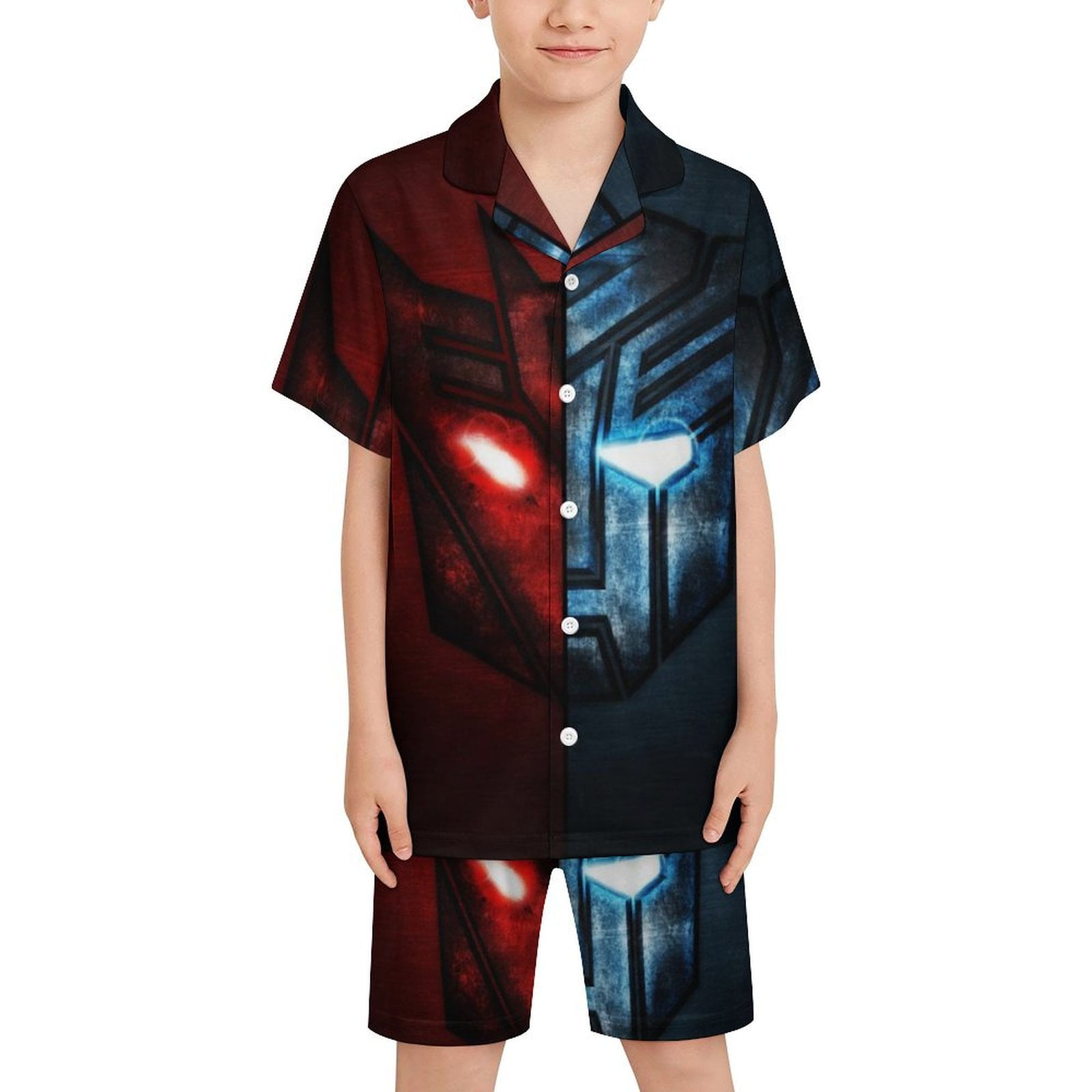 Transformers Boys 2-Piece Satin Pajama Set Short Sleeve Top And Shorts ...