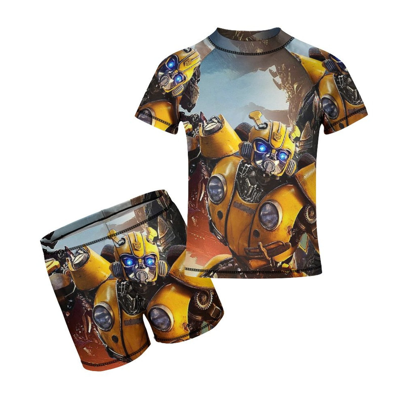 Transformers Boys 2-Piece Swimsuit Set, Short Sleeve Rash Guard & Swim ...