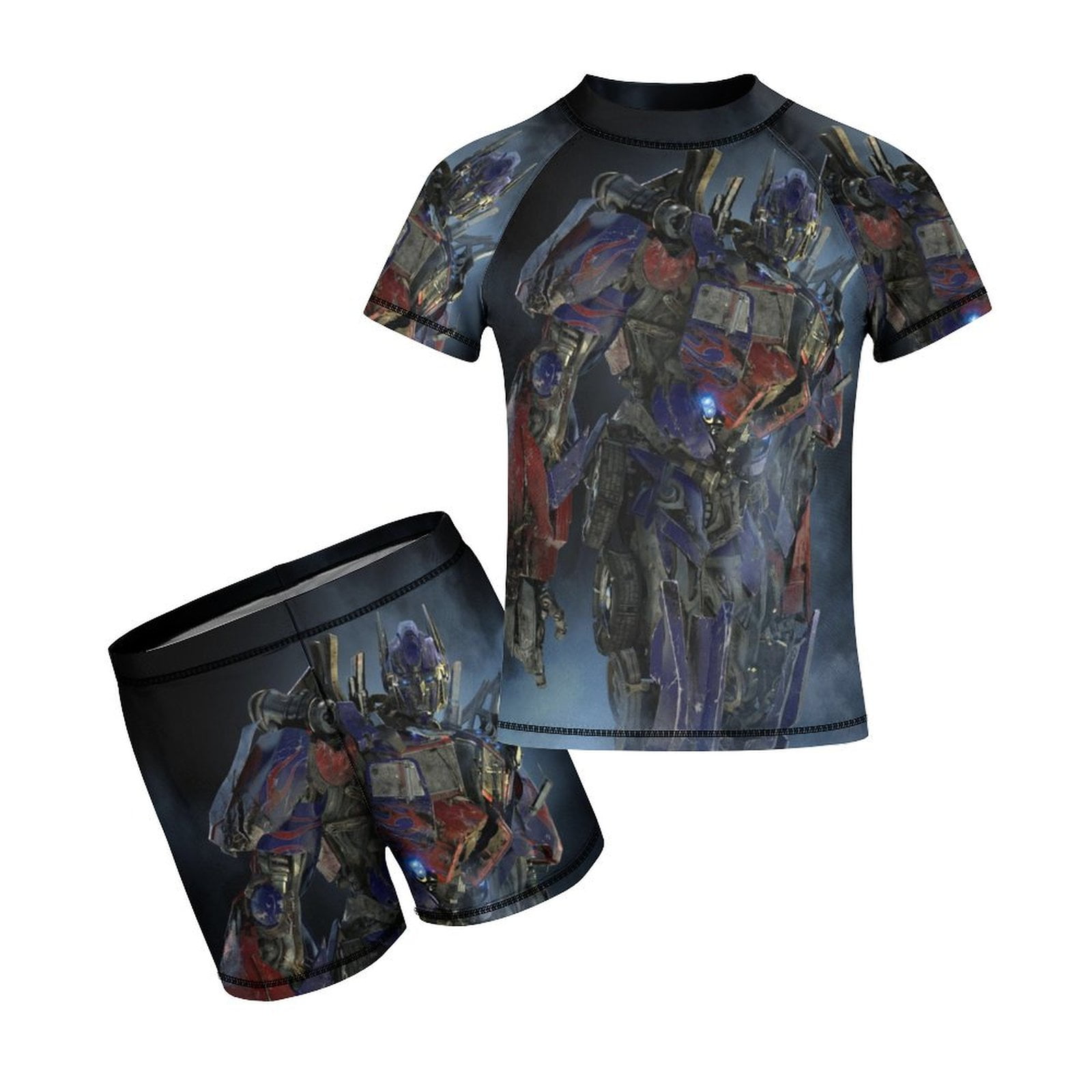 Transformers Boys 2-Piece Swimsuit Set, Short Sleeve Rash Guard & Swim ...