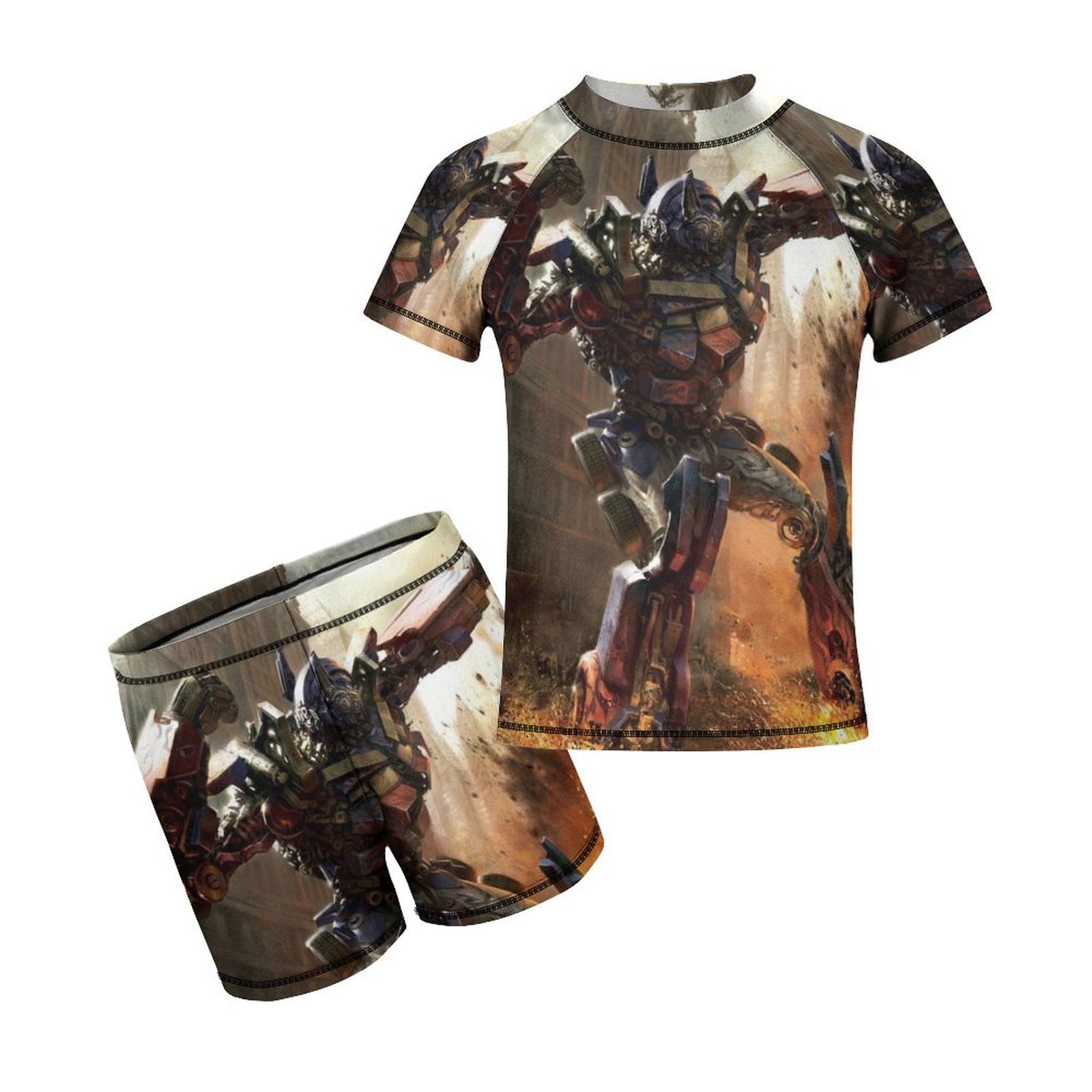 Transformers Boys 2-Piece Swimsuit Set, Short Sleeve Rash Guard & Swim ...