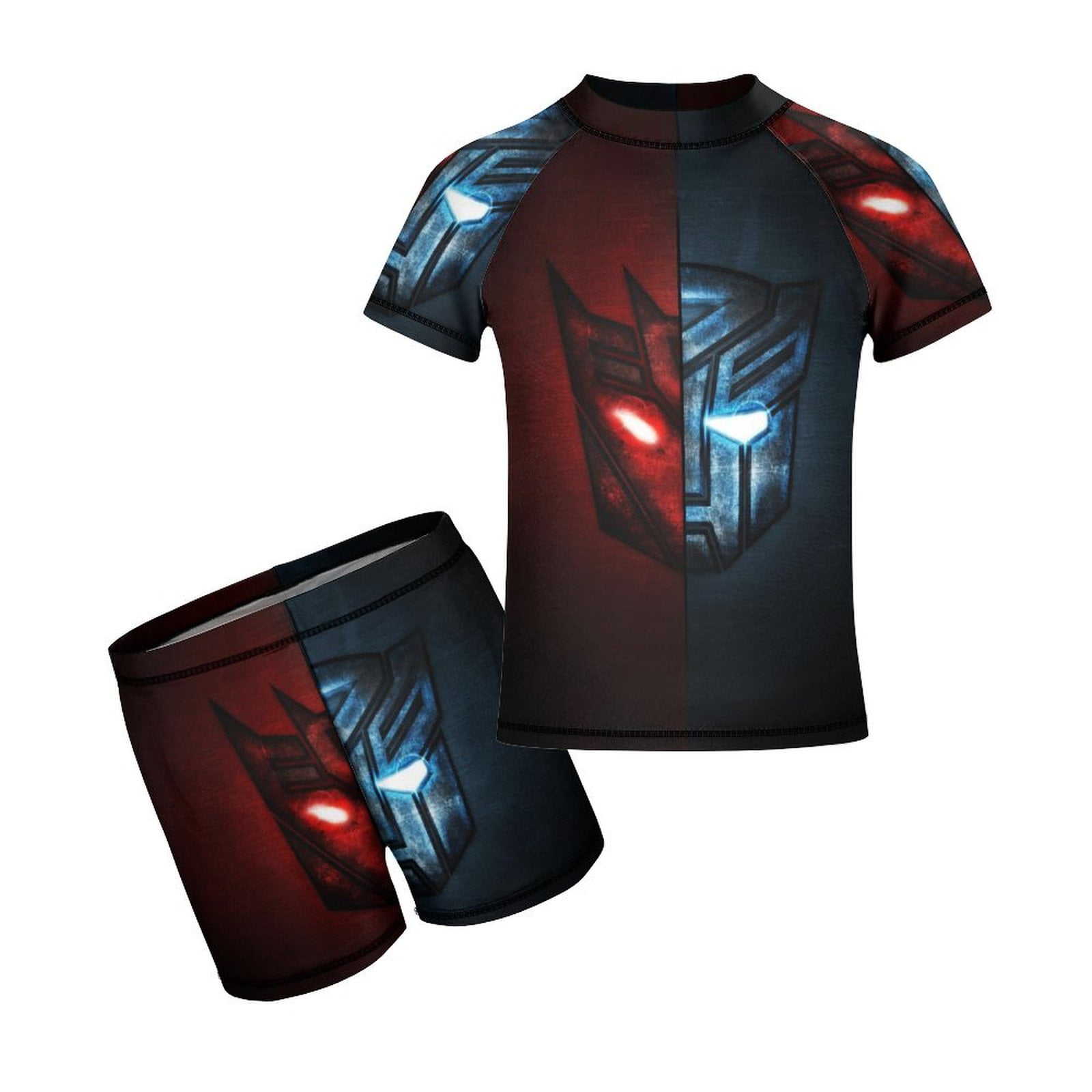 Transformers Boys 2-Piece Swimsuit Set, Short Sleeve Rash Guard & Swim ...