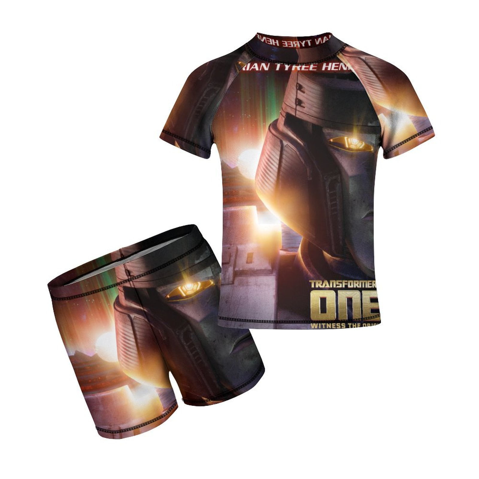 Transformers Boys 2-Piece Swimsuit Set, Short Sleeve Rash Guard & Swim ...