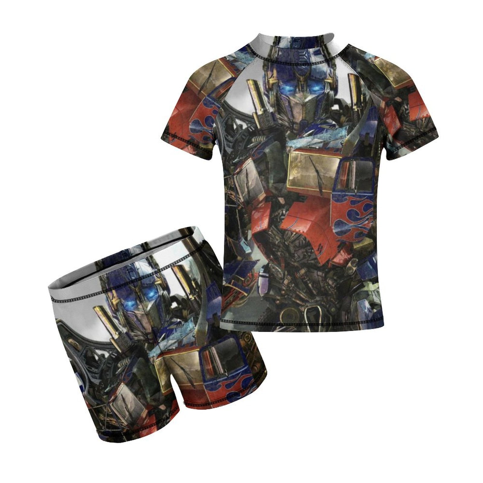 Transformers Boys 2-Piece Swimsuit Set, Short Sleeve Rash Guard & Swim ...