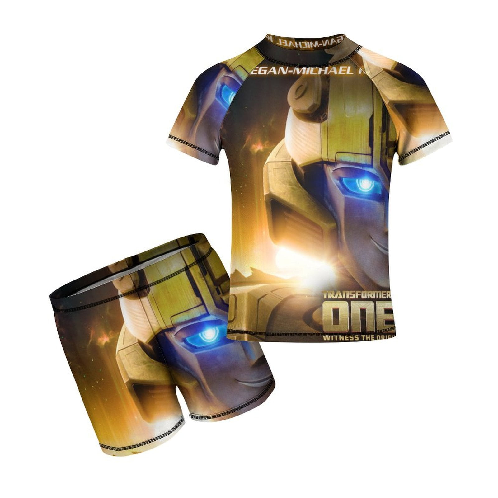 Transformers Boys 2-Piece Swimsuit Set, Short Sleeve Rash Guard & Swim ...