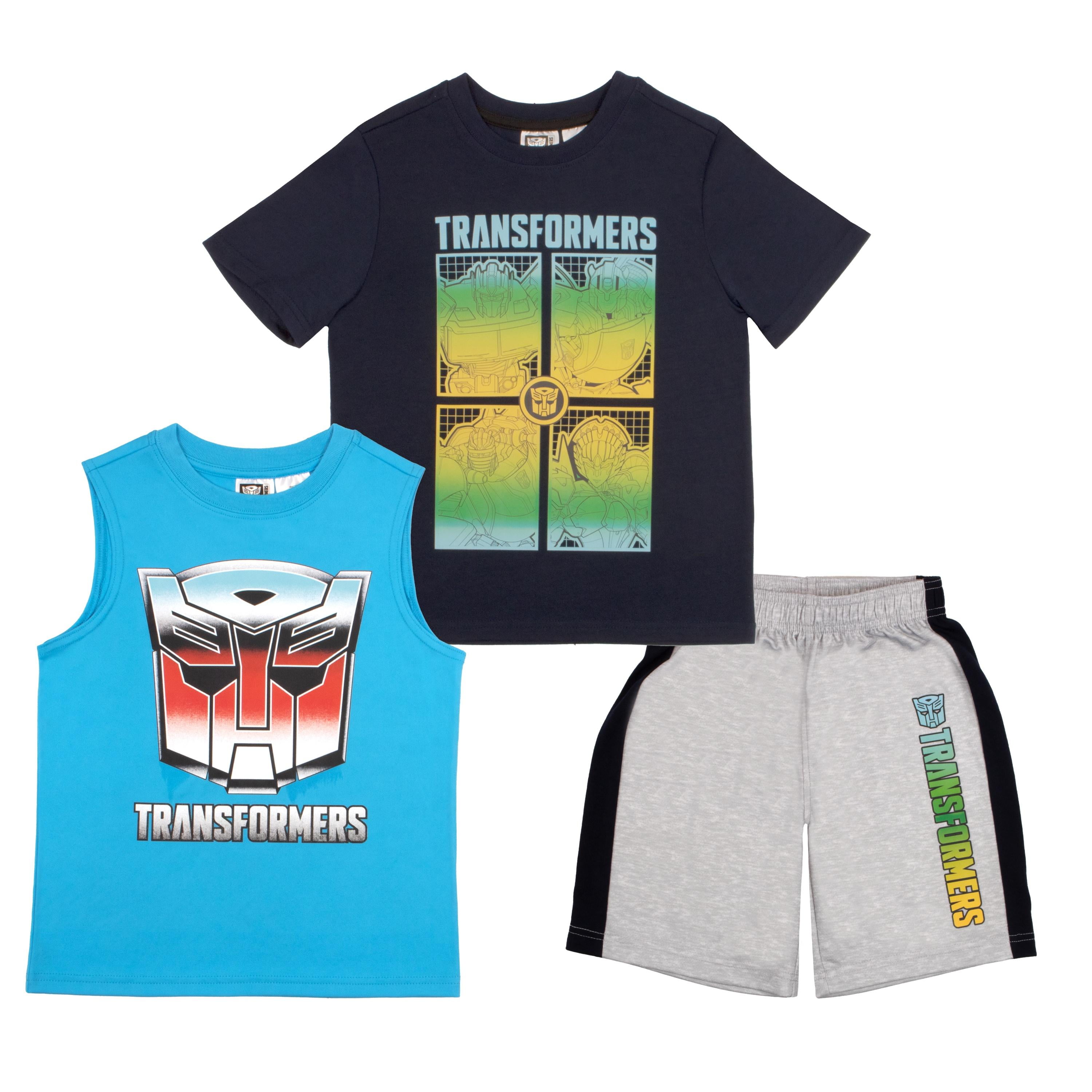 Transformers Boys 3 Piece Short Set Transformers Short Sleeve Shirt Tank Top and Shorts Set 3 ...