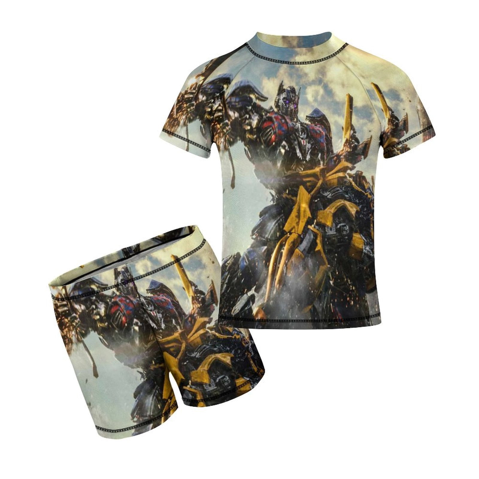 Transformers Boys Rash Guard Set 2 Piece Swimsuits Short Sleeve Bathing ...