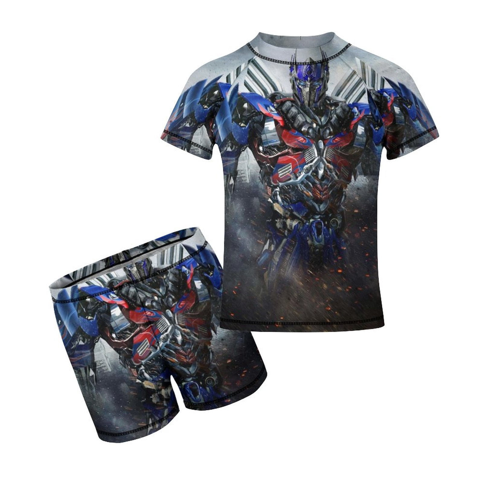 Transformers Boys Rash Guard Set 2 Piece Swimsuits Short Sleeve Bathing ...