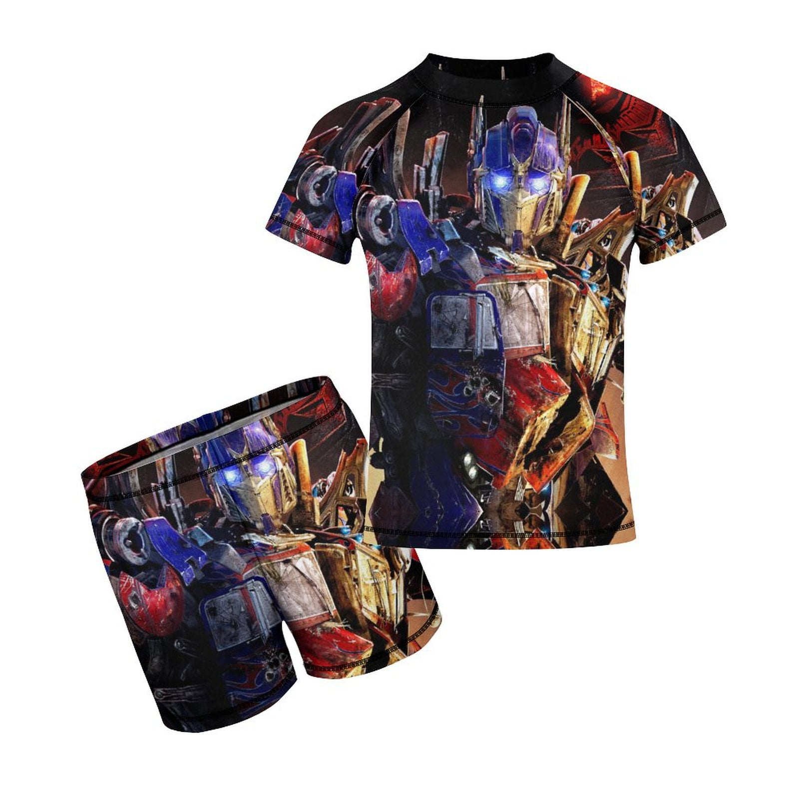 Transformers Boys Rash Guard Set 2 Piece Swimsuits Short Sleeve Bathing ...