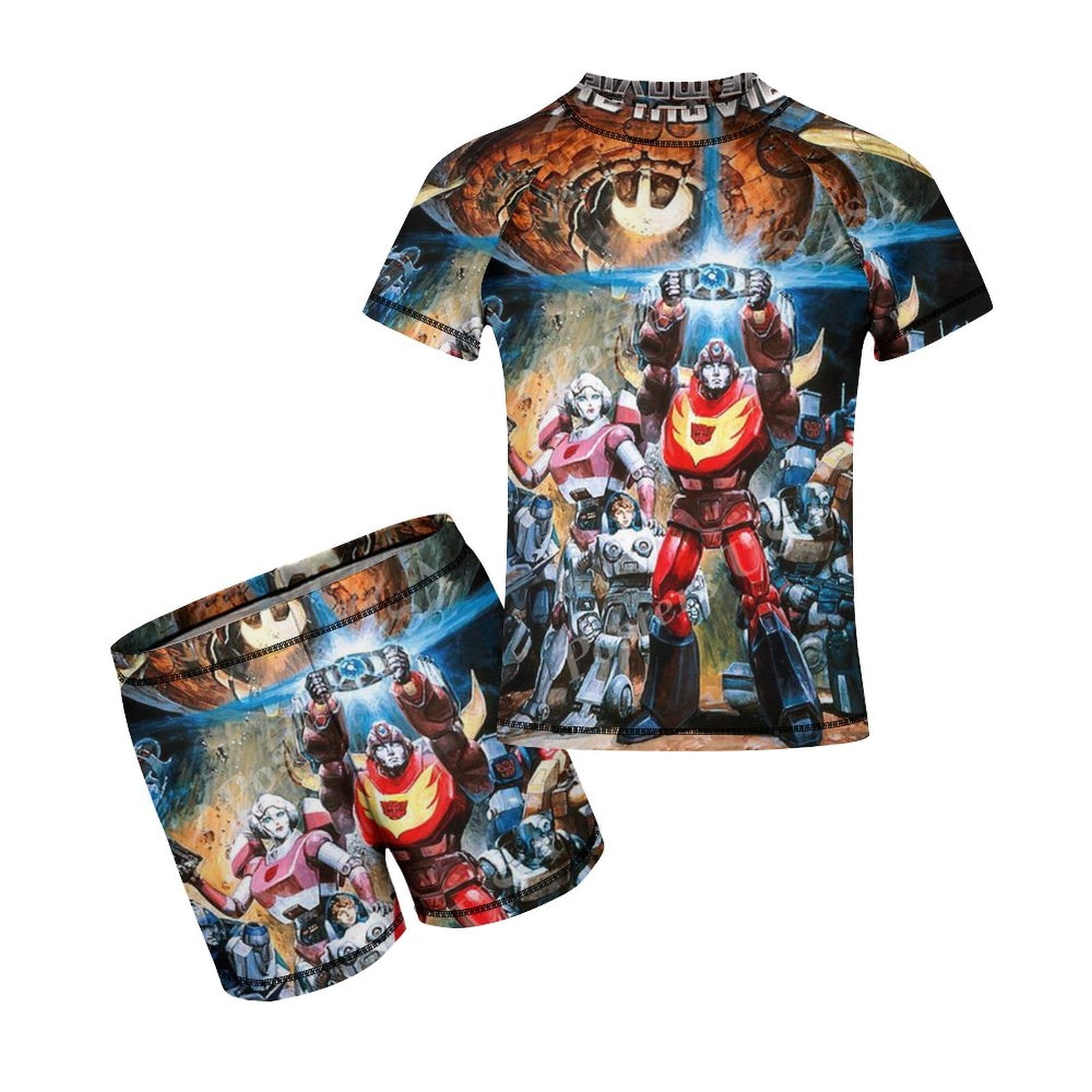 Transformers Boys Rash Guard Set 2 Piece Swimsuits Short Sleeve Bathing ...