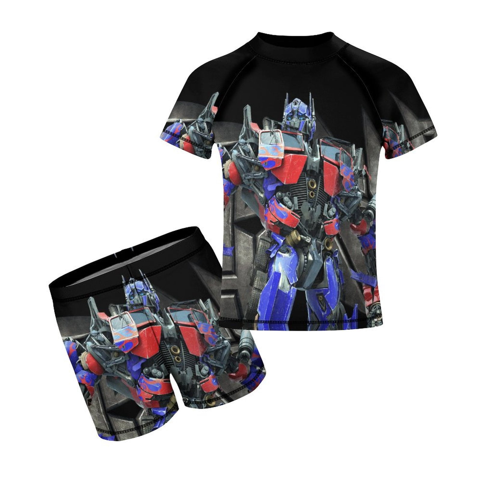 Transformers Boys Rash Guard Set 2 Piece Swimsuits Short Sleeve Bathing ...