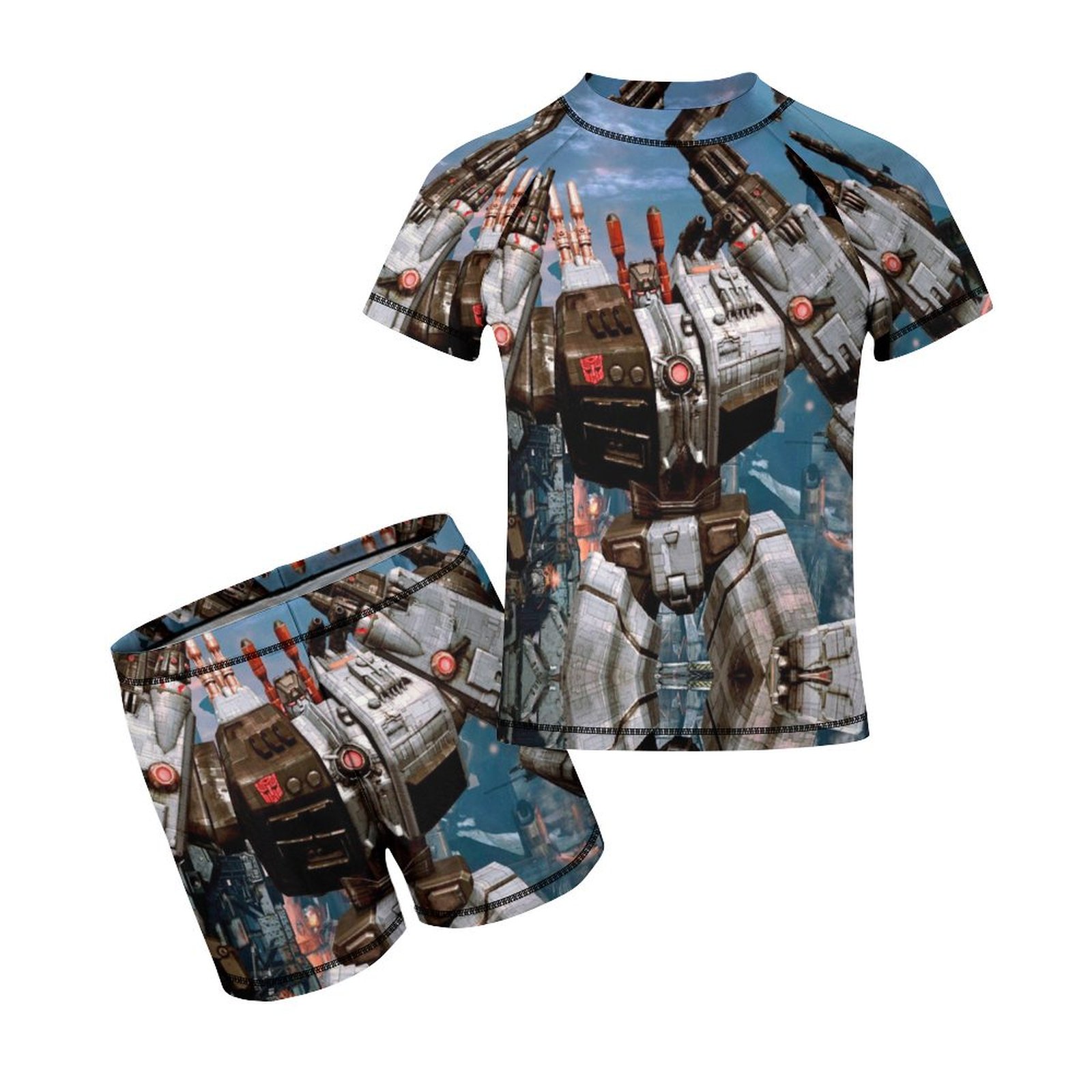 Transformers Boys Rash Guard Set 2 Piece Swimsuits Short Sleeve Bathing ...