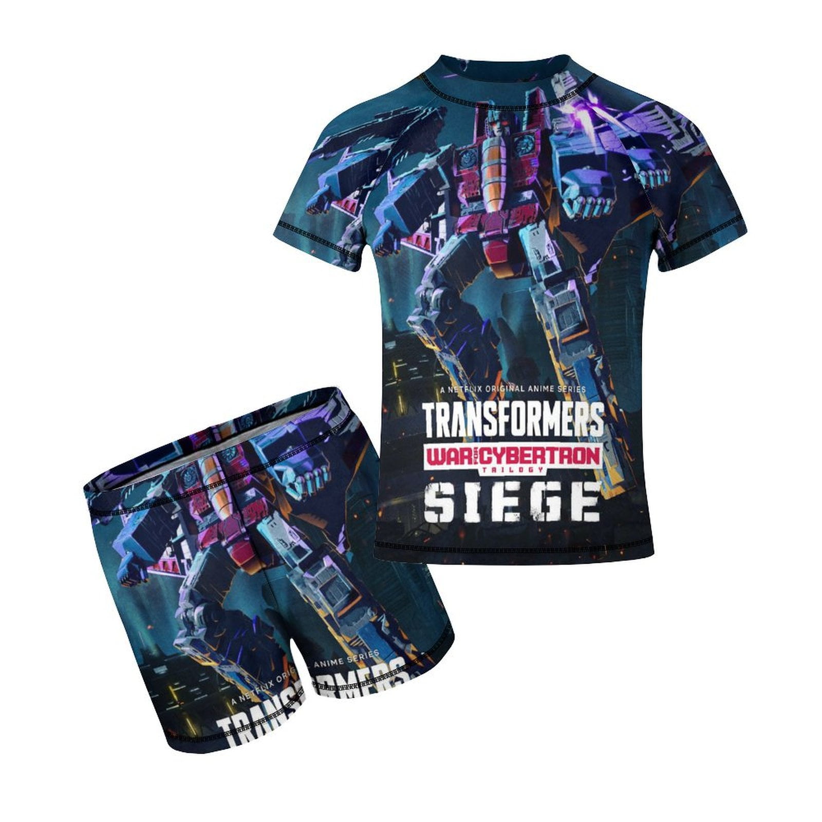 Transformers Boys Rash Guard Set 2 Piece Swimsuits Short Sleeve Bathing ...