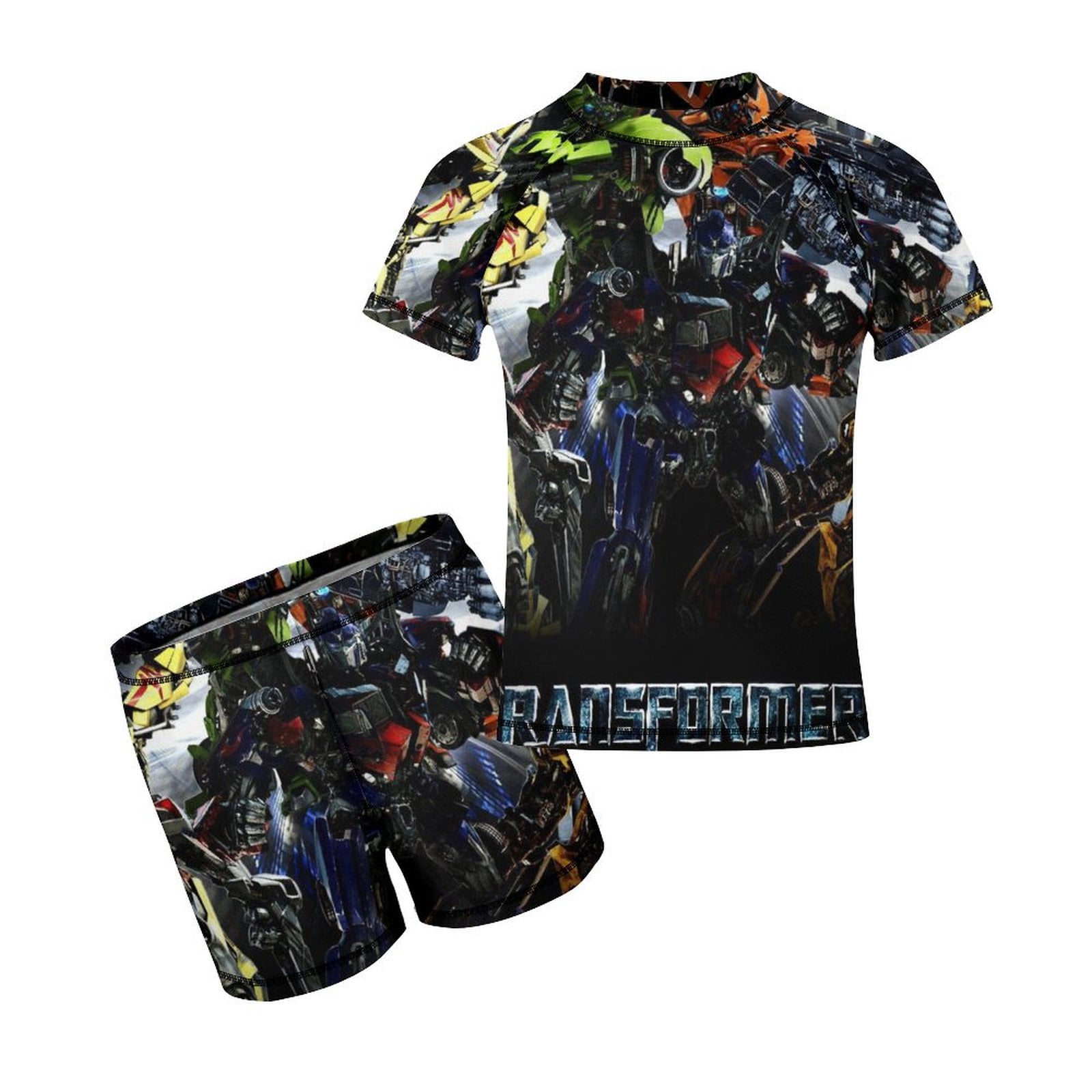 Transformers Boys Rash Guard Set 2 Piece Swimsuits Short Sleeve Bathing ...