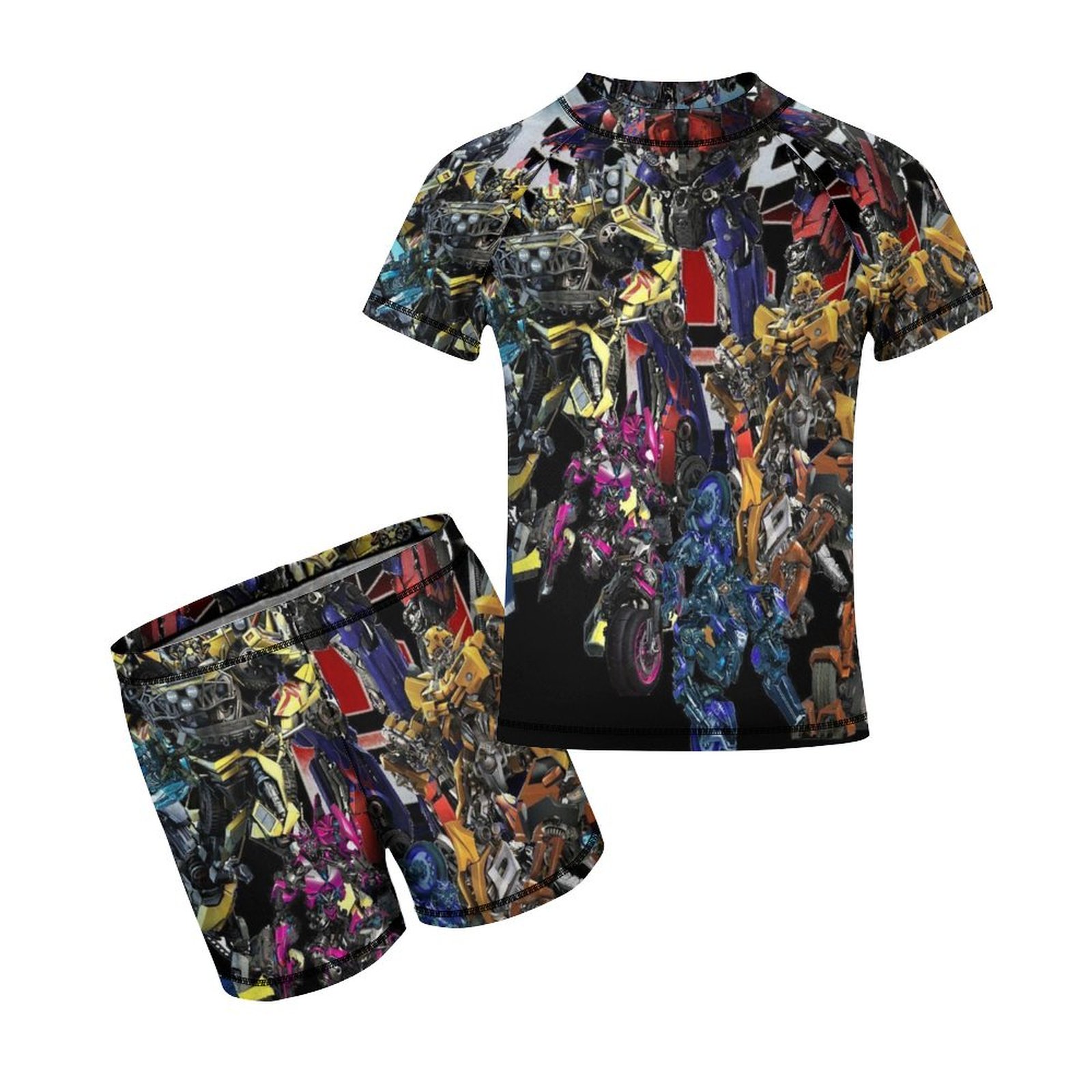 Transformers Boys Rash Guard Set 2 Piece Swimsuits Short Sleeve Bathing ...
