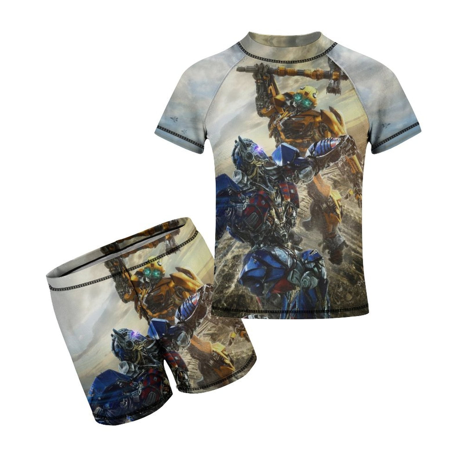 Transformers Boys Rash Guard Set Short Sleeve Bathing Suit Swim Trunks ...