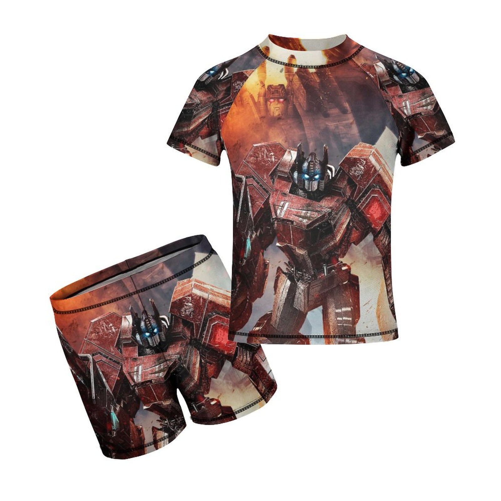 Transformers Boys Rash Guard Set Short Sleeve Bathing Suit Swim Trunks ...