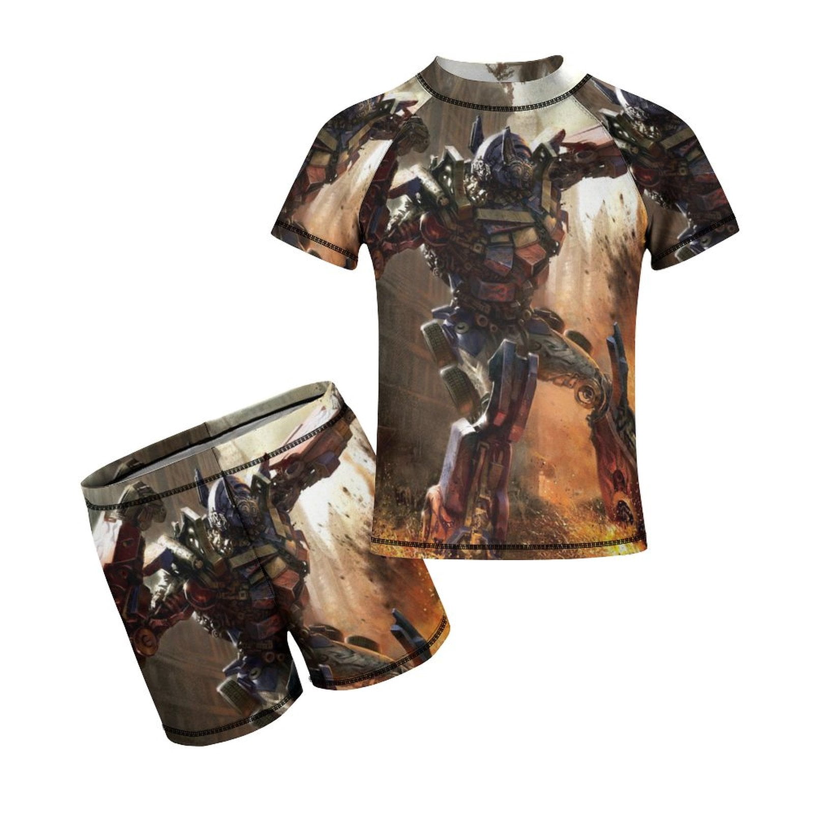 Transformers Boys Rash Guard Set Short Sleeve Bathing Suit Swim Trunks ...
