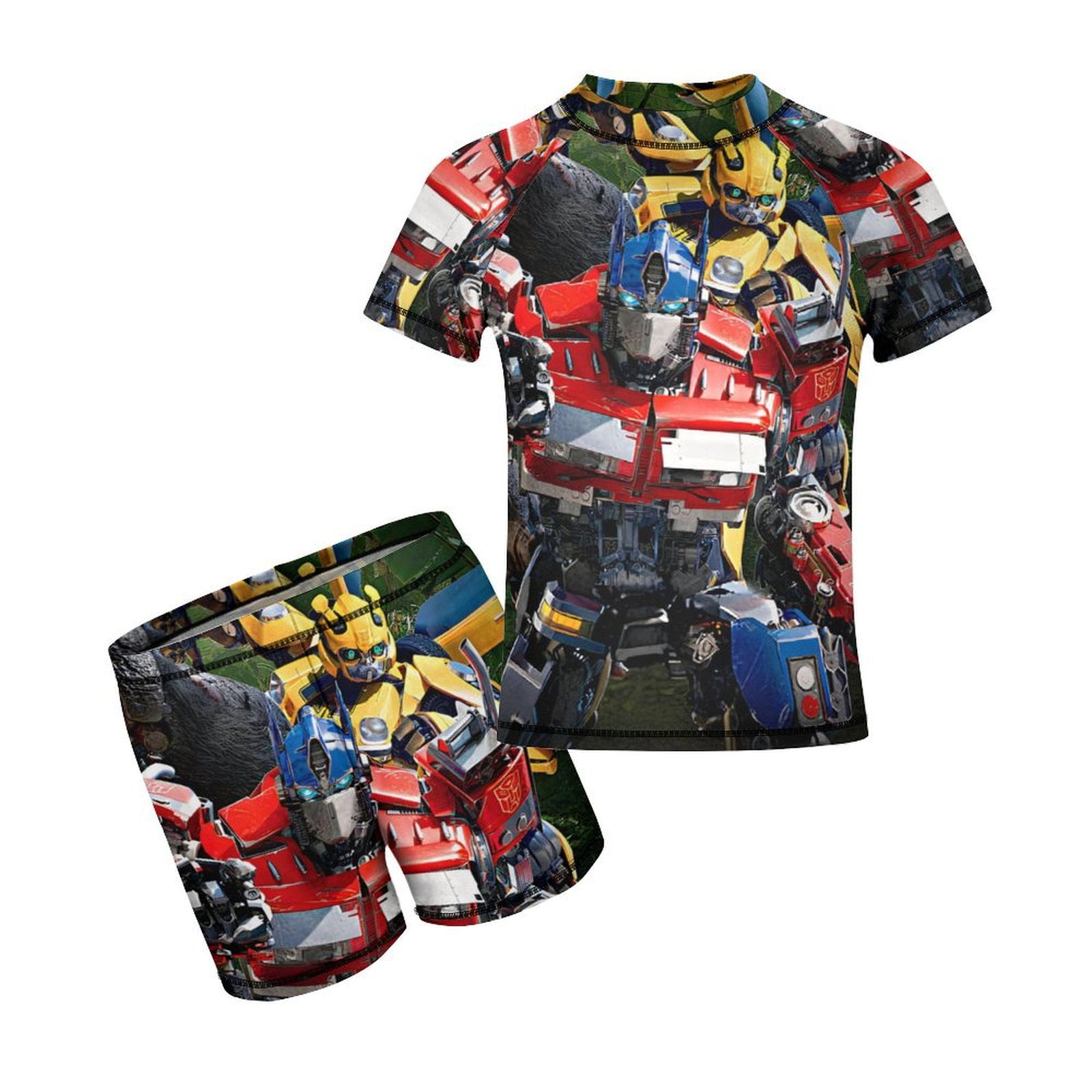 Transformers Boys Rash Guard Set Short Sleeve Bathing Suit Swim Trunks ...