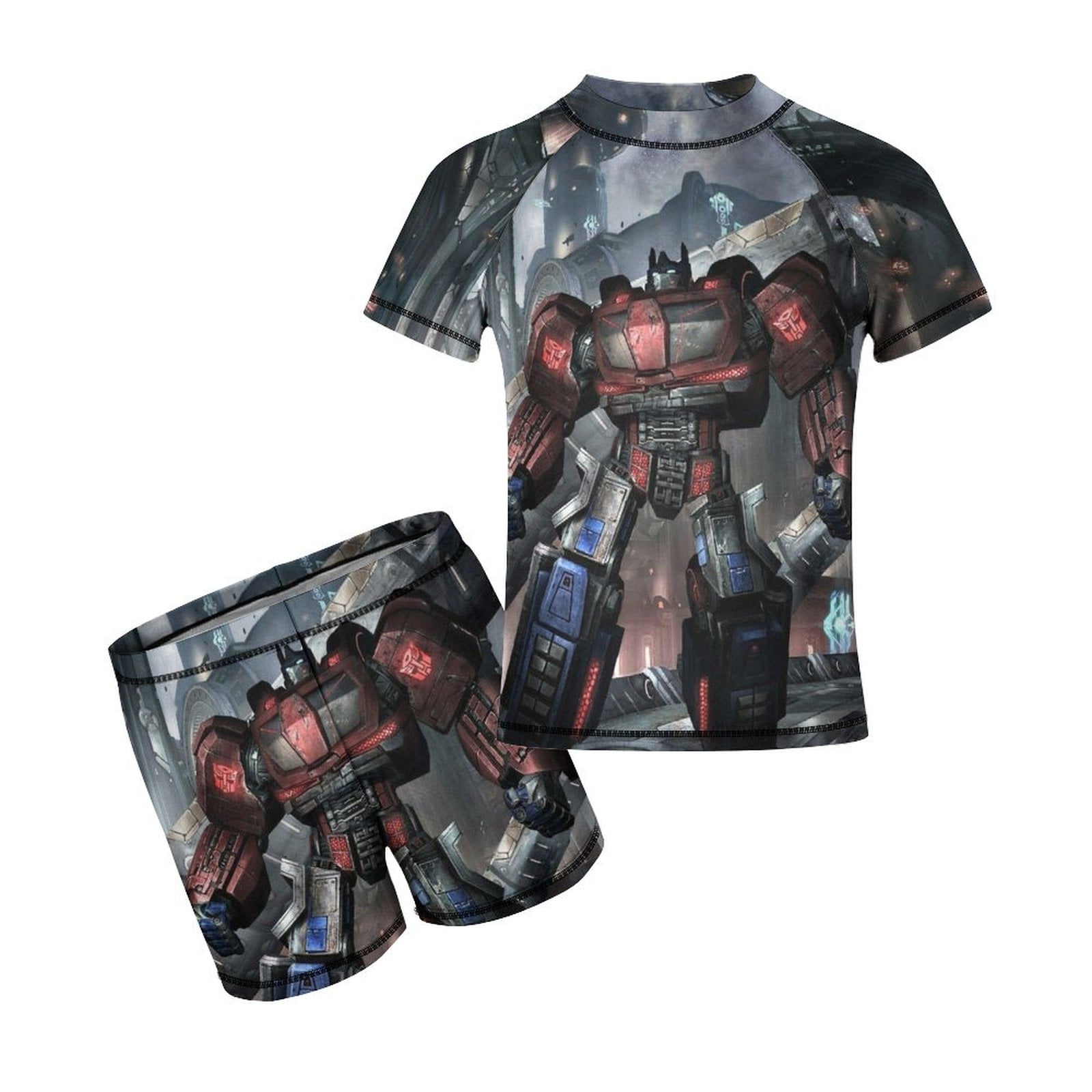 Transformers Boys Rash Guard Set Short Sleeve Bathing Suit Swim Trunks ...