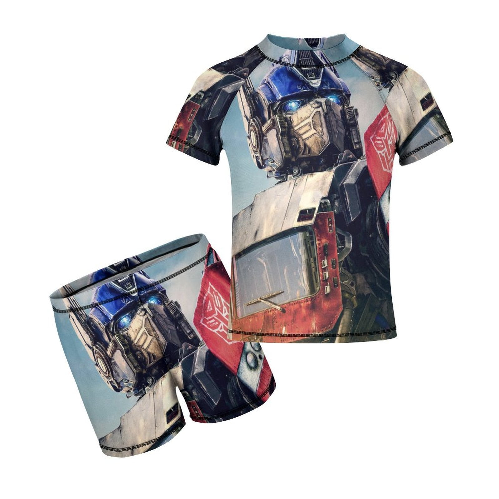 Transformers Boys Rash Guard Set Short Sleeve Bathing Suit Swim Trunks ...