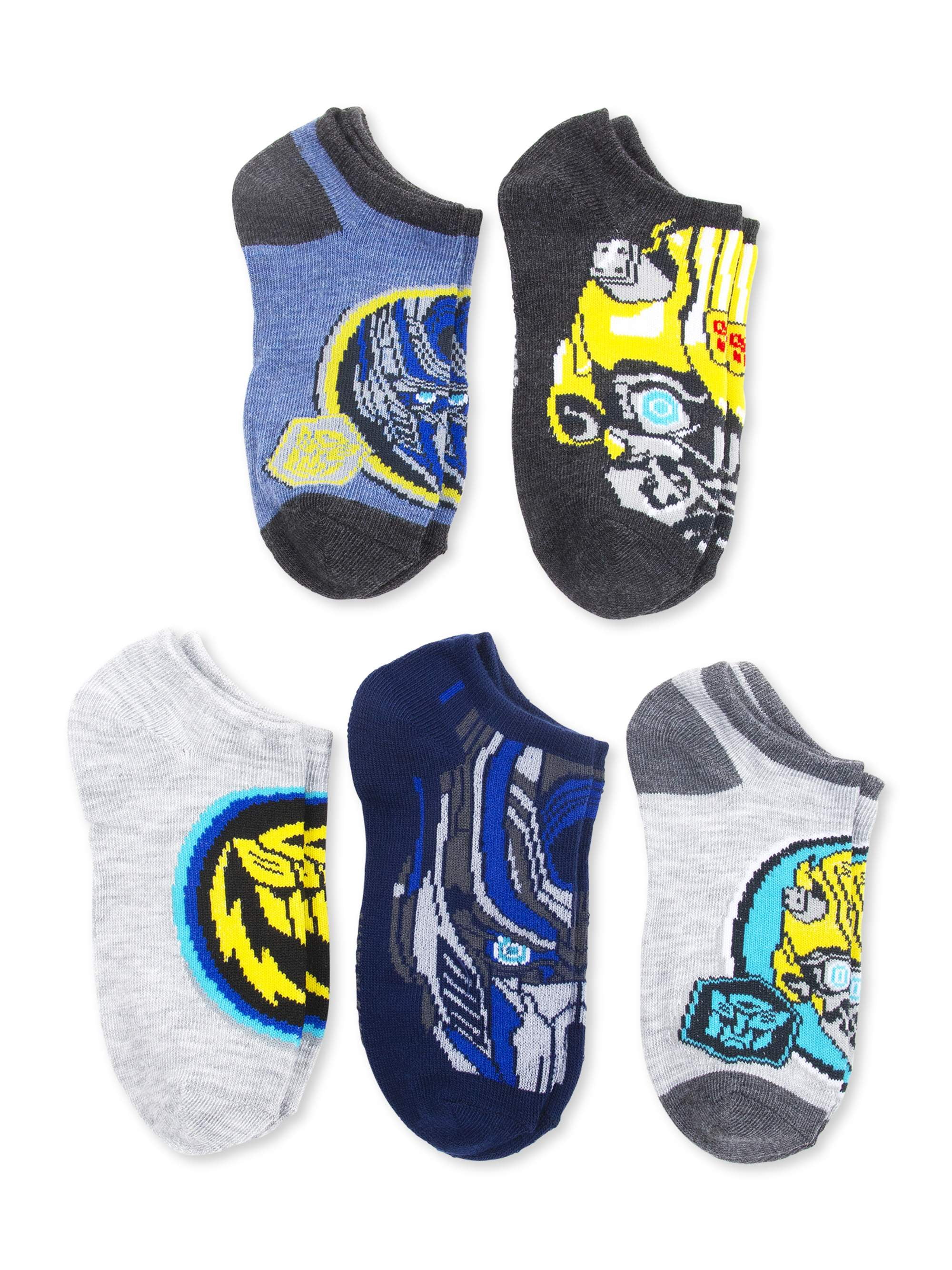 Transformers, Boys Socks, 5 Pack No Show (Little Boys & Big Boys ...