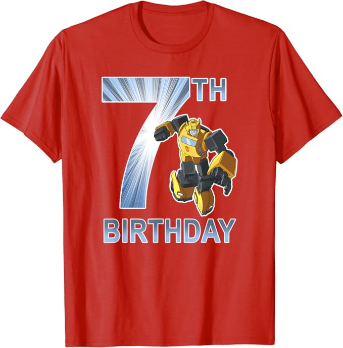 Transformers Bumblebee 7th Birthday Light Fill Poster T-Shirt, Red ...