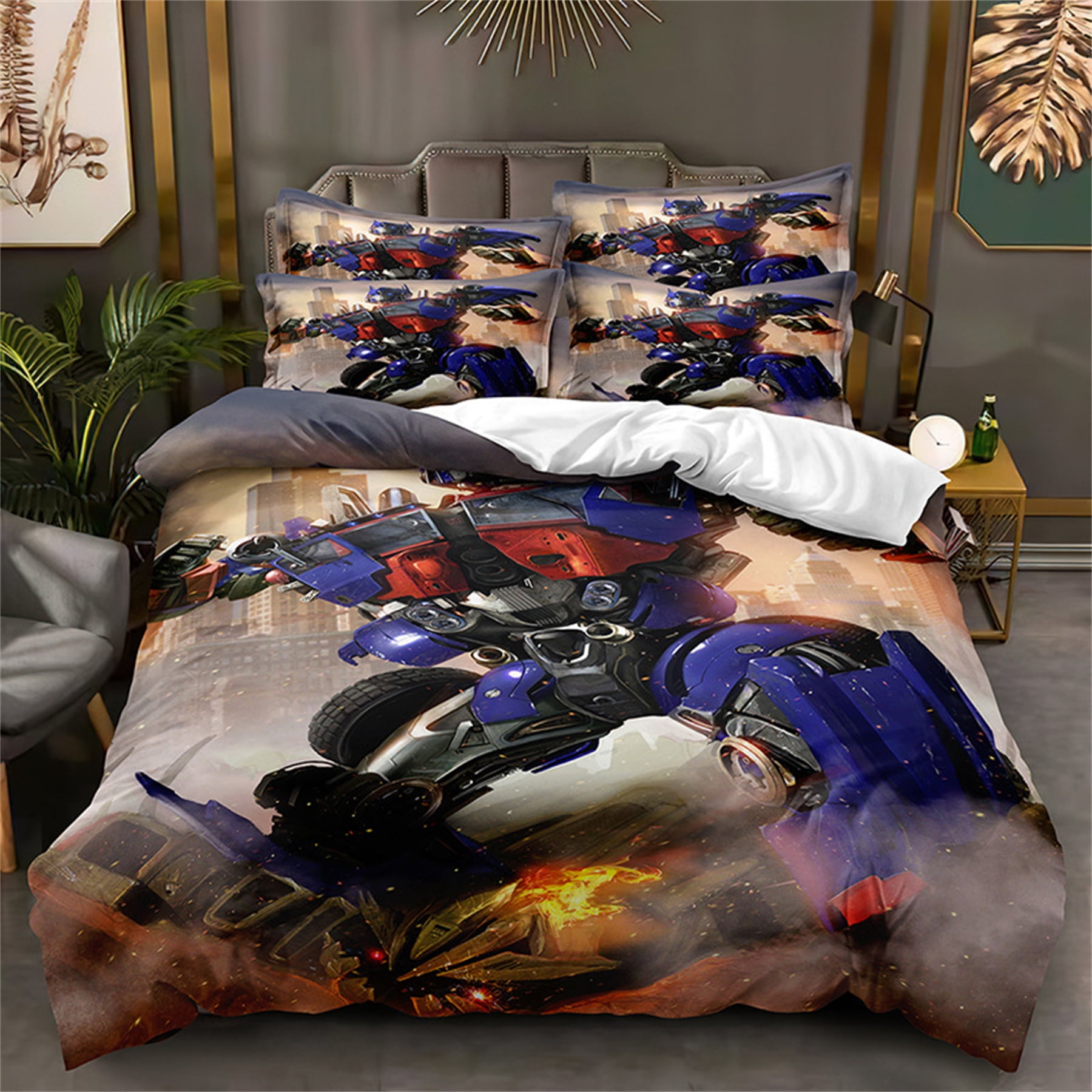 Transformers Duvet Cover Set 3 Pieces Bumblebee Optimus Prime Bedding ...
