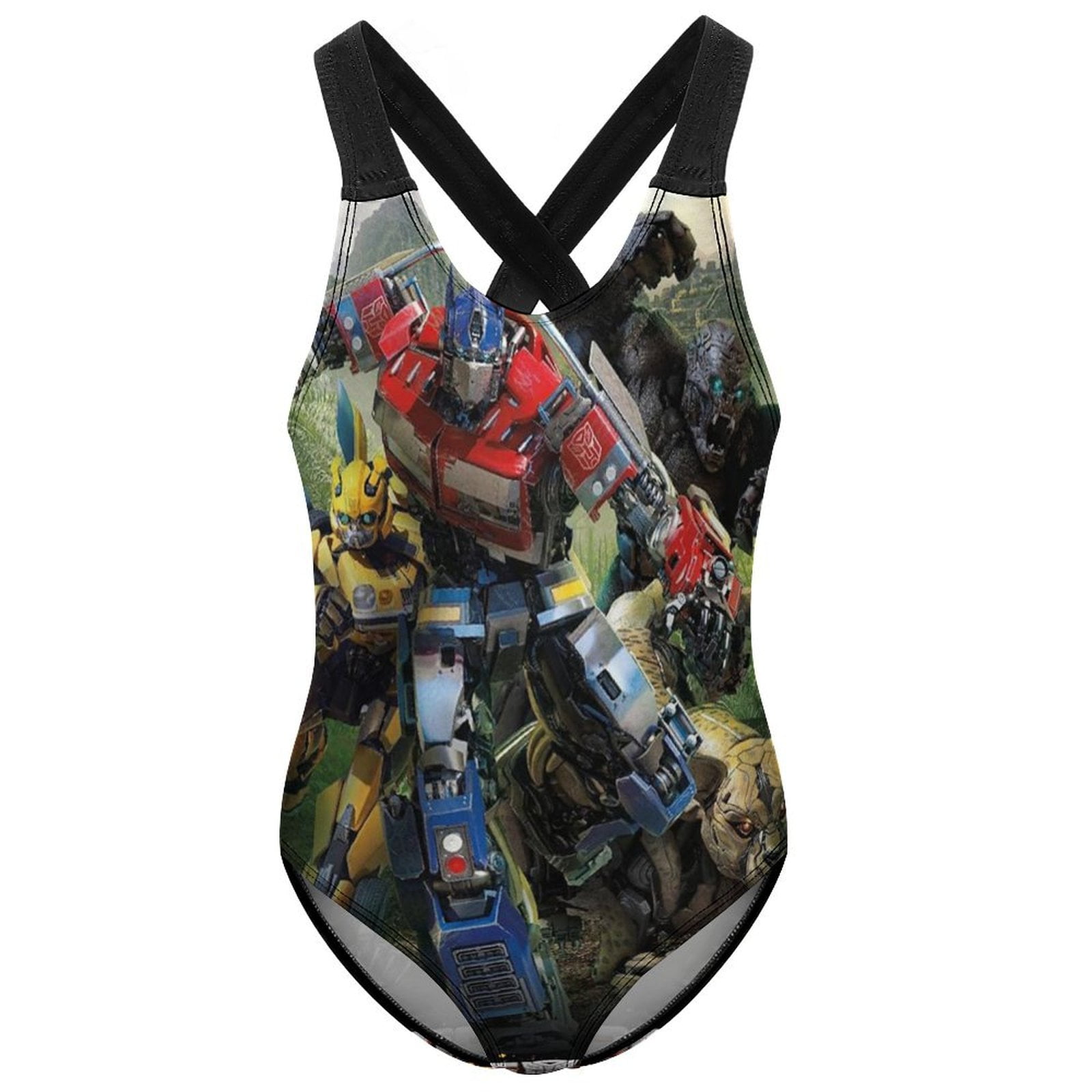 Transformers Girls Swimwear Cartoon Cross Shoulder Swimsuit Bathing ...