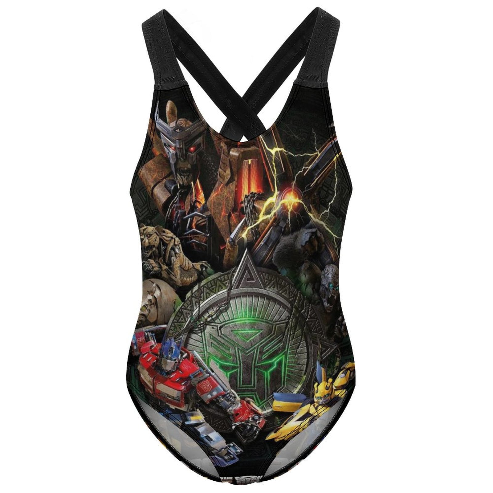 Transformers Girls Swimwear Cartoon Cross Shoulder Swimsuit Bathing ...