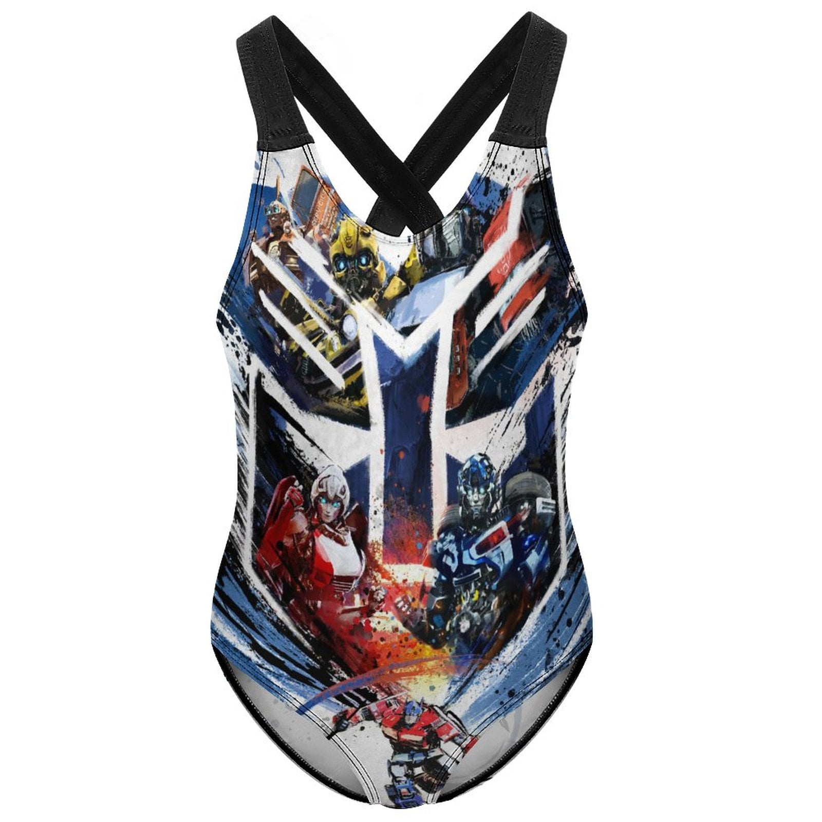 Transformers Girls Swimwear Cartoon Cross Shoulder Swimsuit Bathing ...