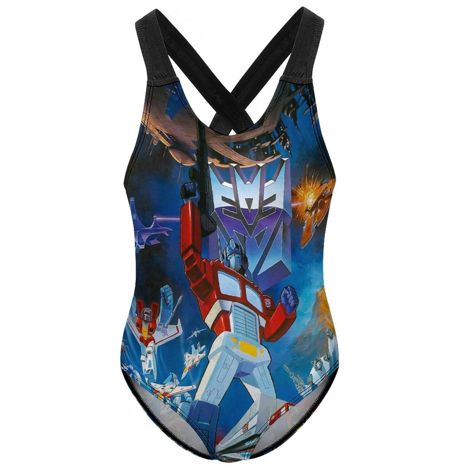 Transformers Girls Swimwear Cartoon Cross Shoulder Swimsuit Bathing ...