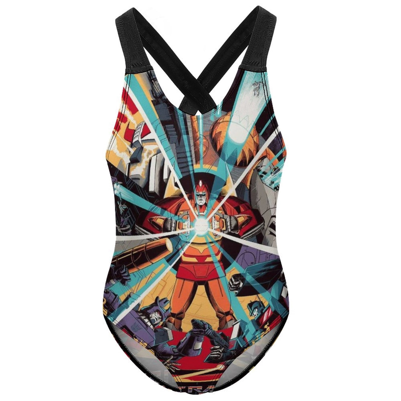Transformers Girls Swimwear Cartoon Cross Shoulder Swimsuit Bathing ...