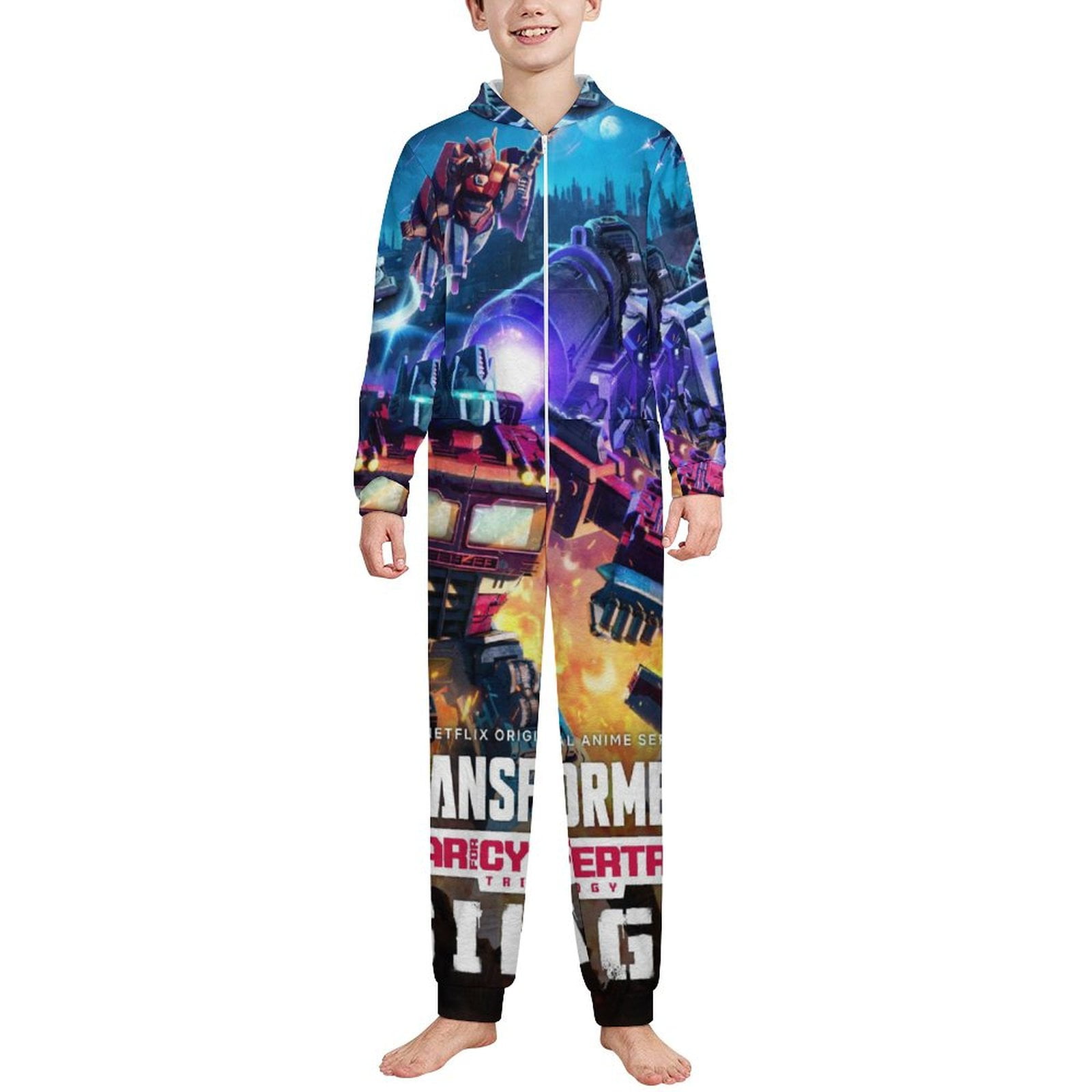Transformers Kids Pajamas One Piece Hooded Union Suit Onesie PJs ...