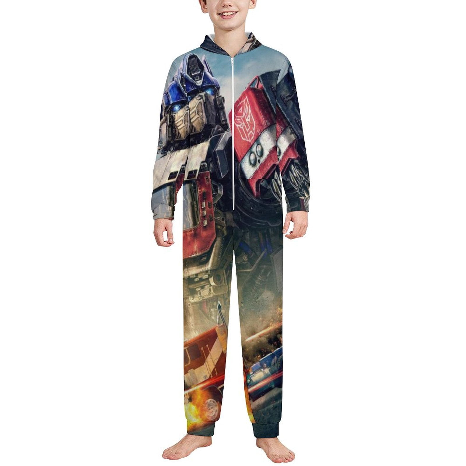 Transformers Kids Pajamas One Piece Hooded Union Suit Onesie PJs ...