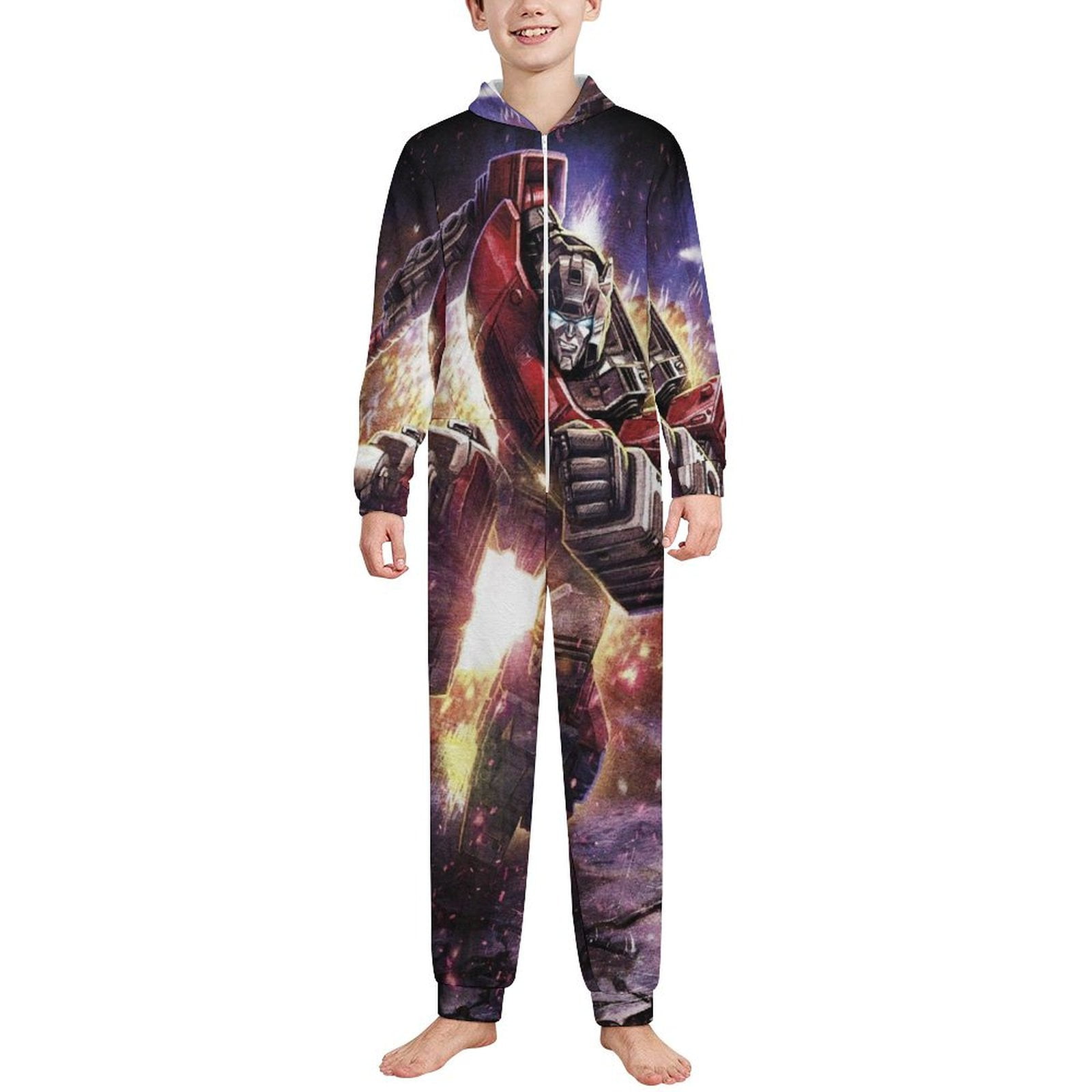 Transformers Kids Pajamas One Piece Hooded Union Suit Onesie PJs ...