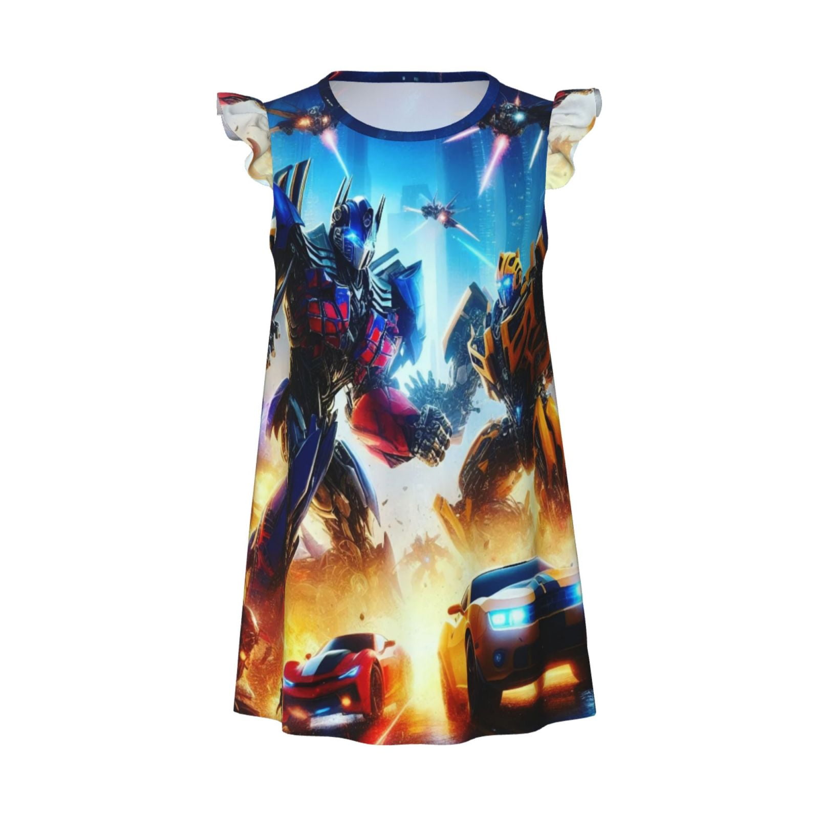 Transformers Little Girls Nightgowns Soft Flutter Sleeve Night Dress ...
