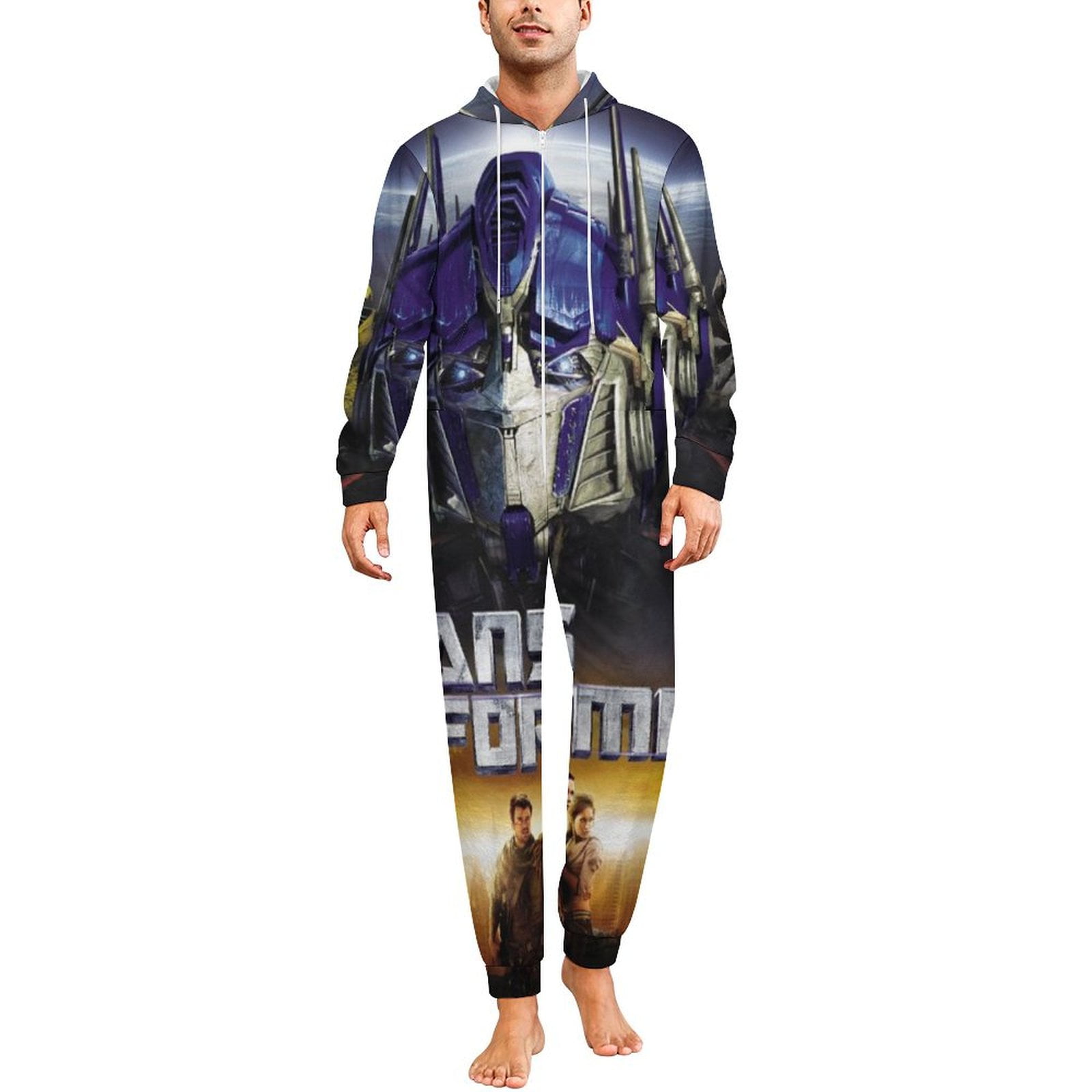 Transformers Men's Hooded Jumpsuit Onesie Pajamas Cozy Zip Up One Piece ...