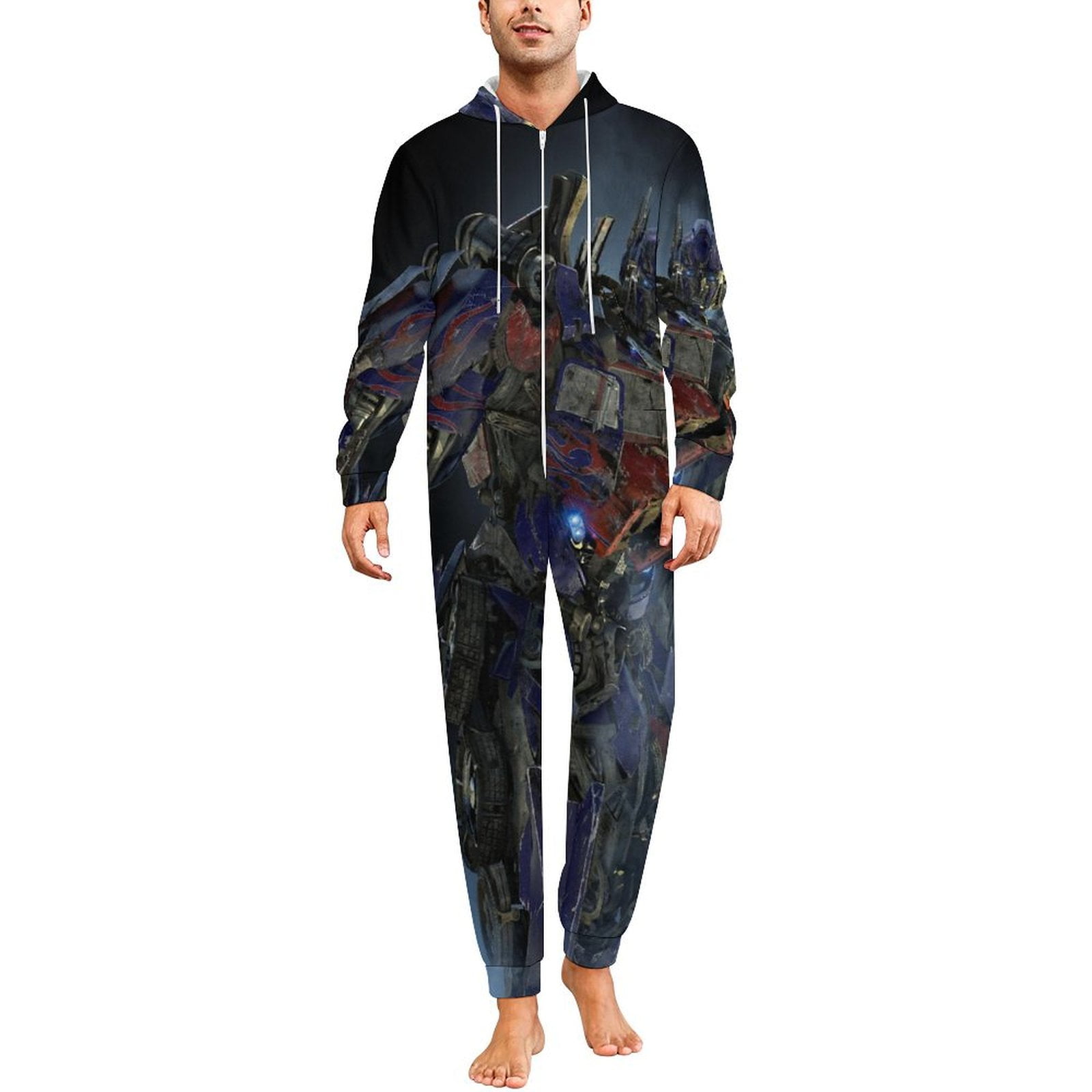 Transformers Men's Hooded Jumpsuit Onesie Pajamas Cozy Zip Up One Piece ...