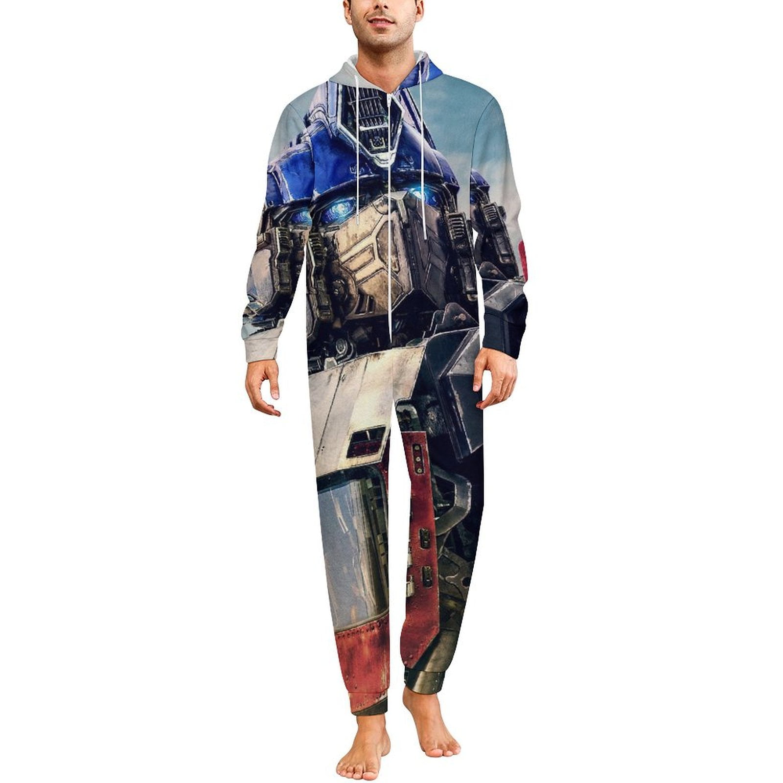 Transformers Men's Hooded Jumpsuit Onesie Pajamas Cozy Zip Up One Piece ...