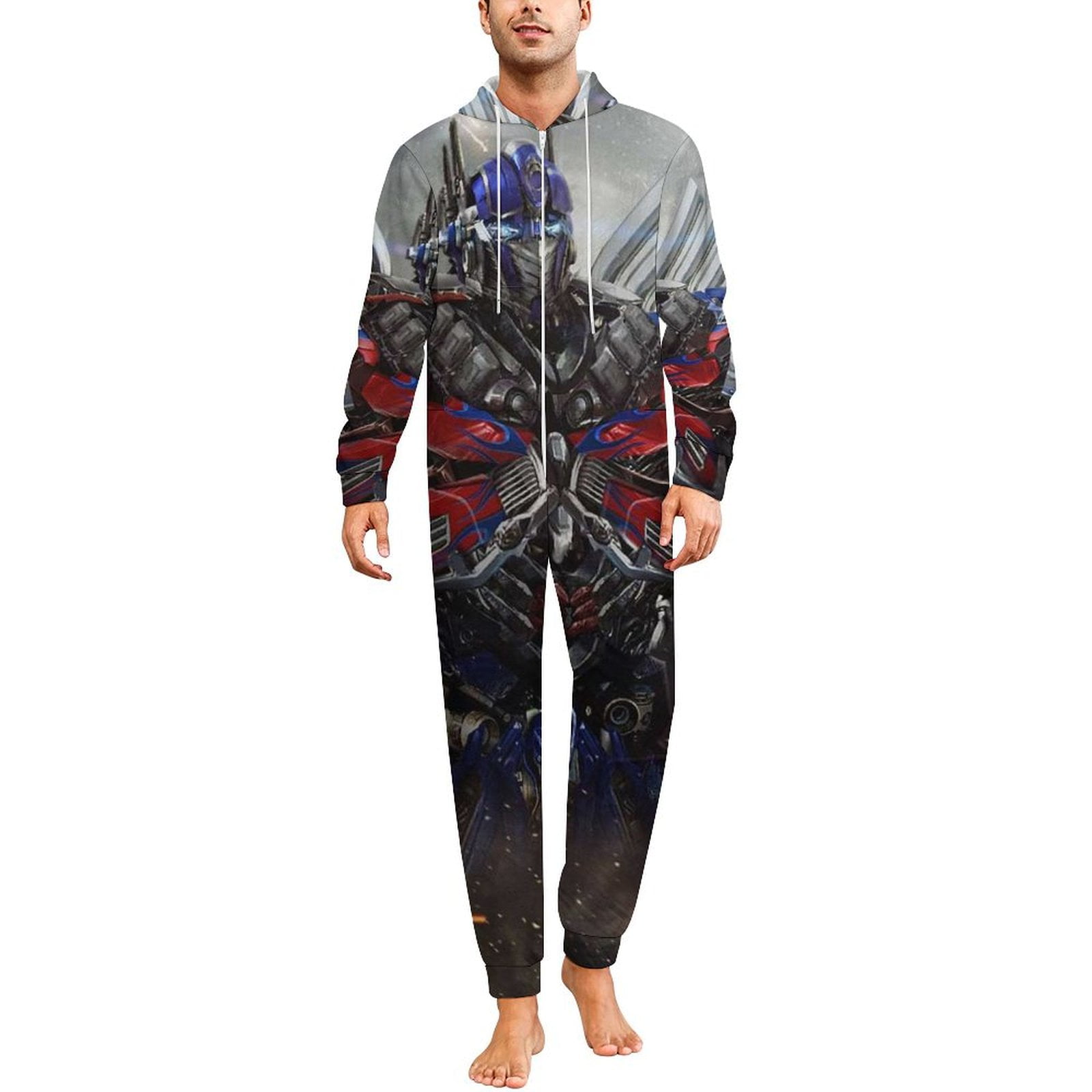 Transformers Men's Hooded Jumpsuit Onesie Pajamas Cozy Zip Up One Piece ...