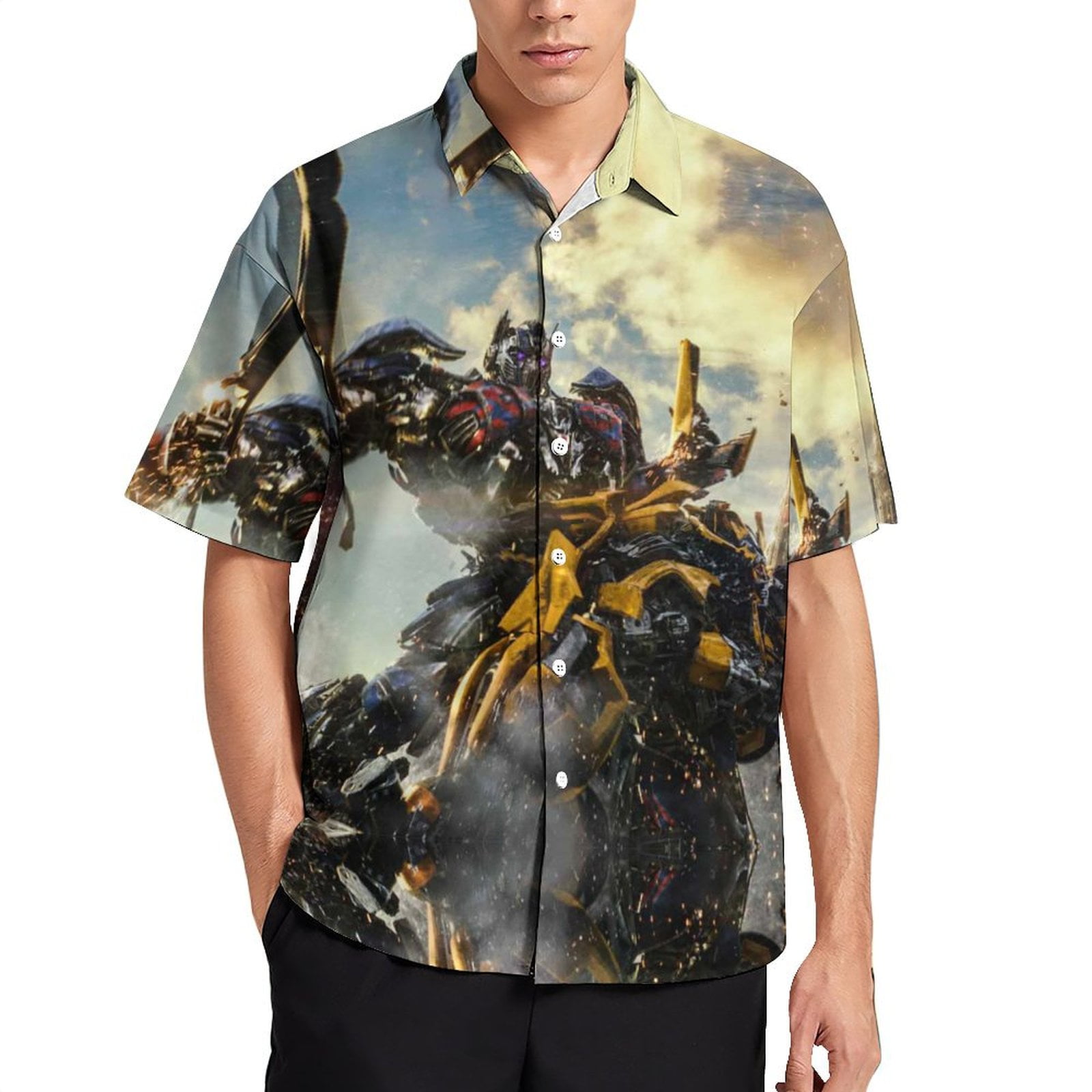 Transformers Mens Hawaiian Shirt Short Sleeve Button Down Shirts ...