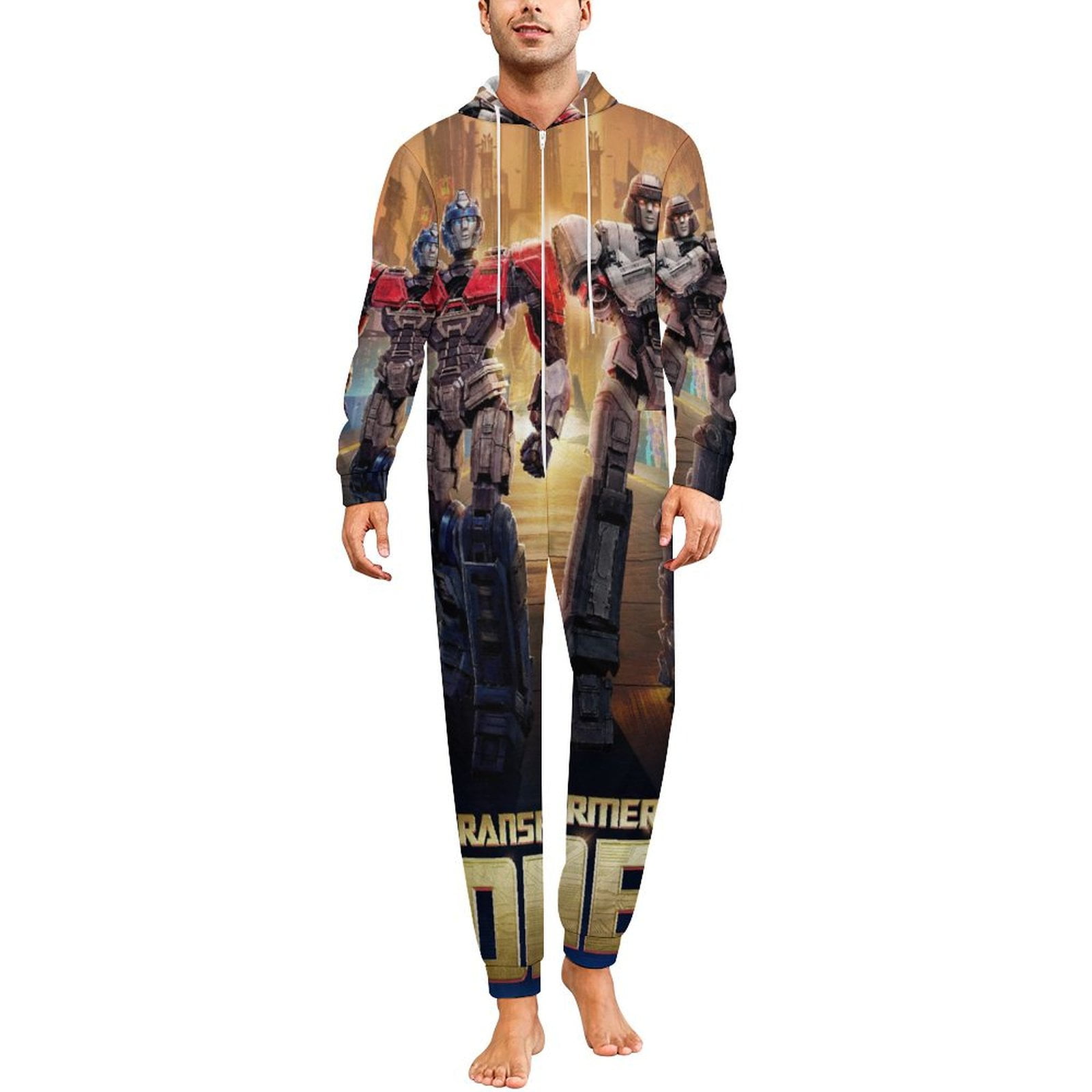 Transformers One Men's Hooded Jumpsuit Onesie Pajamas Cozy Zip Up One ...