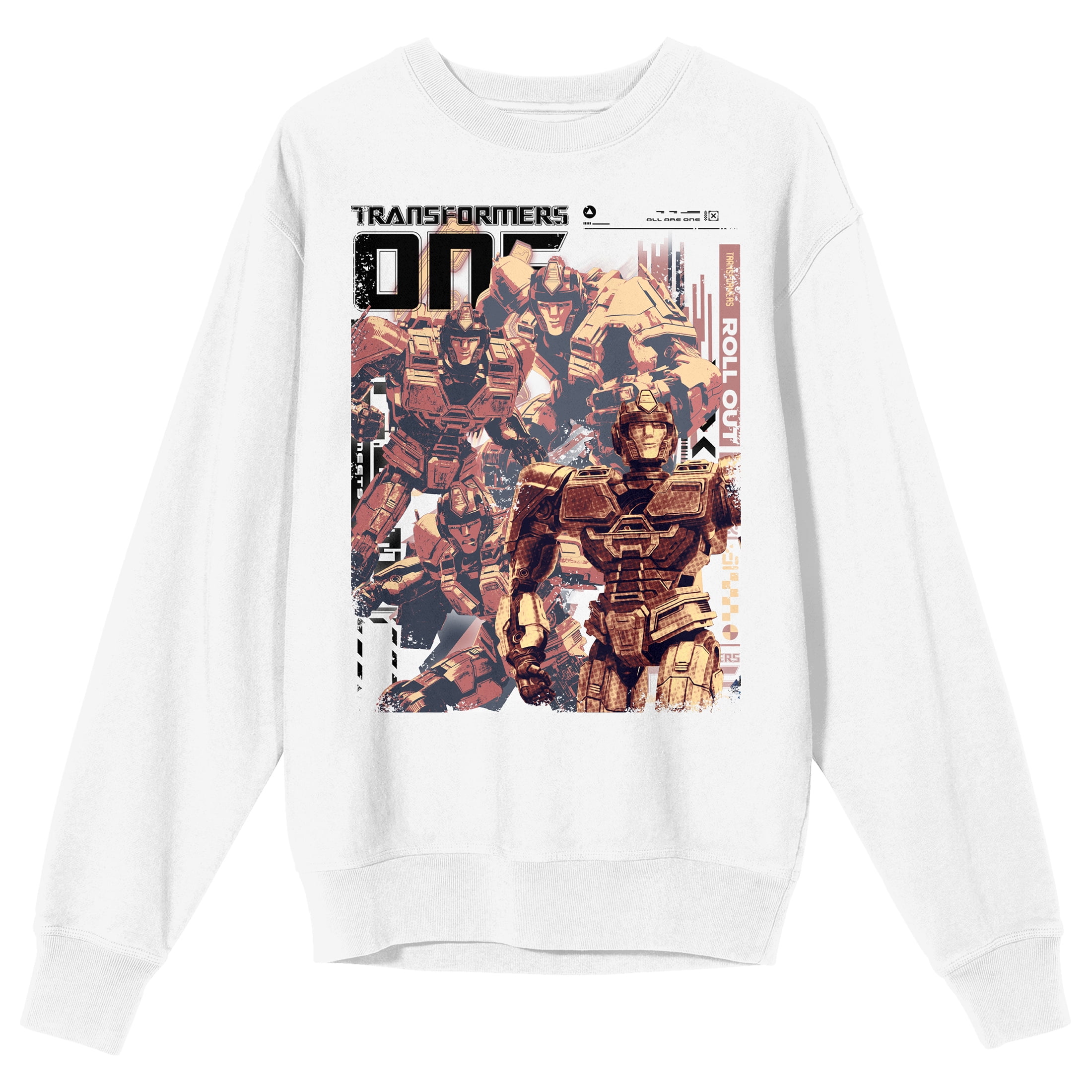Transformers One Optimus Prime Action Poses Adult White Crew Neck Long ...