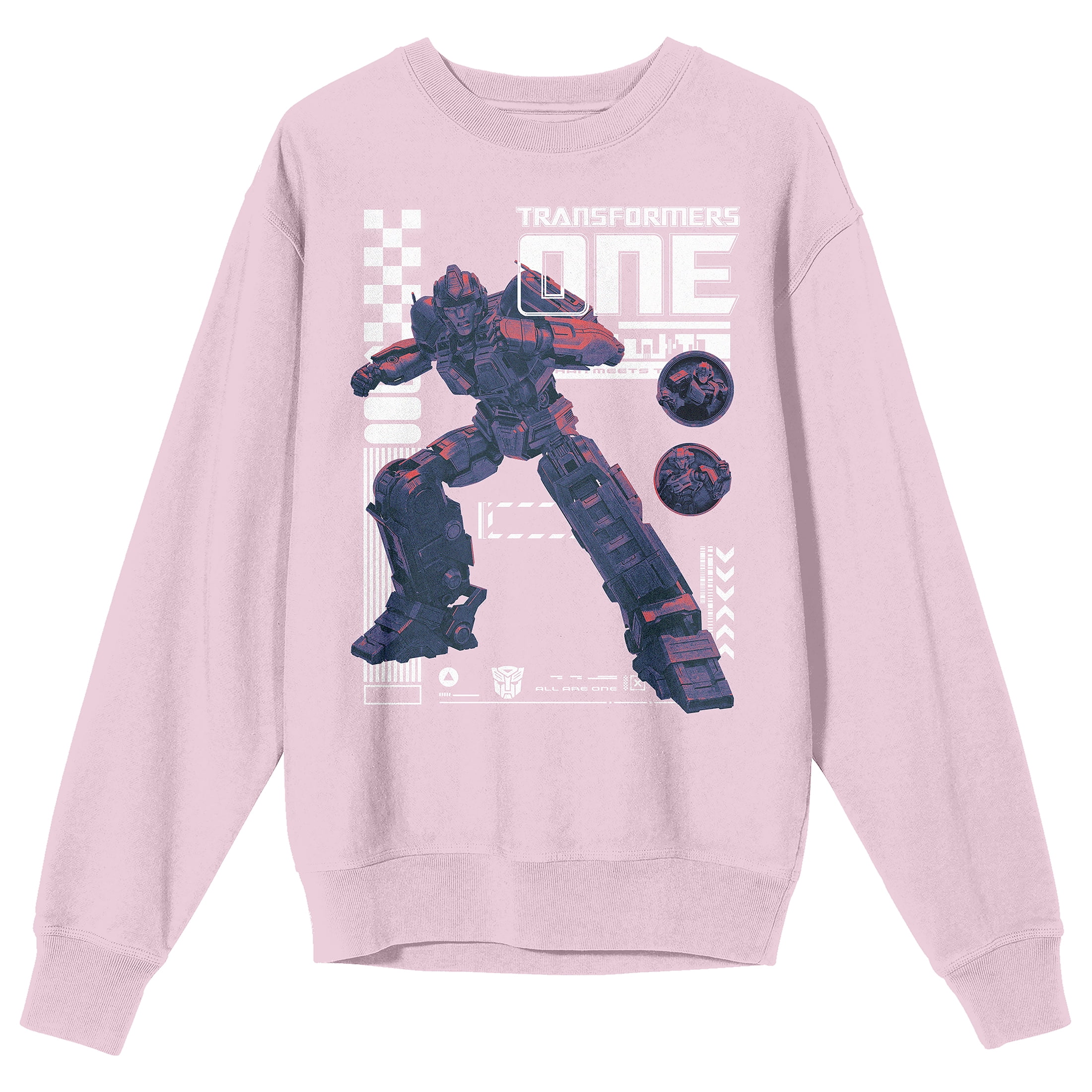 Transformers One Optimus Prime Strike Pose Adult Cradle Pink Crew Neck ...