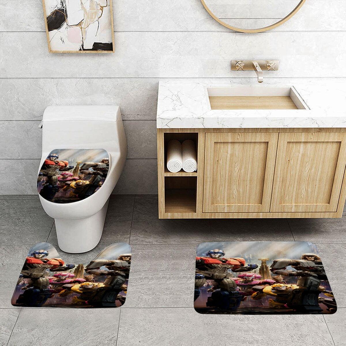 Transformers One floor mat and toilet set is durable, machine washable ...
