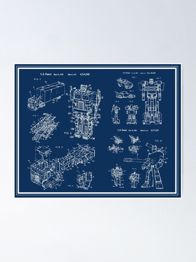 Transformers Original Patent Prints Including Optimus Prime Fashion Art ...