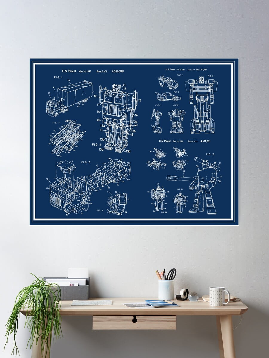 Transformers Original Patent Prints Including Optimus Prime Poster Wall ...